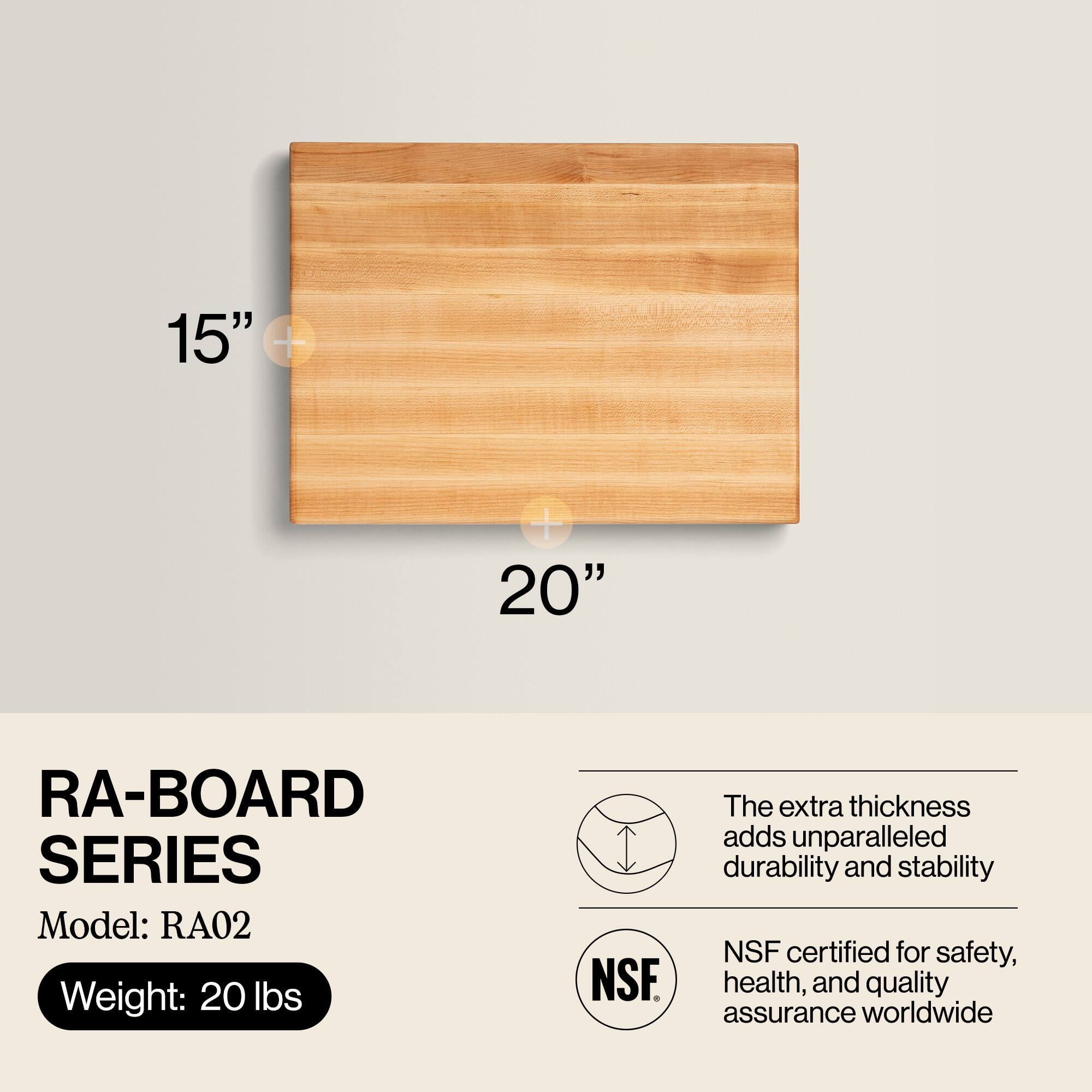John Boos Wood Bamboo End Grain Cutting Board for Kitchen Prep, 20" x 15" x 2.25" Maple RA02 ...