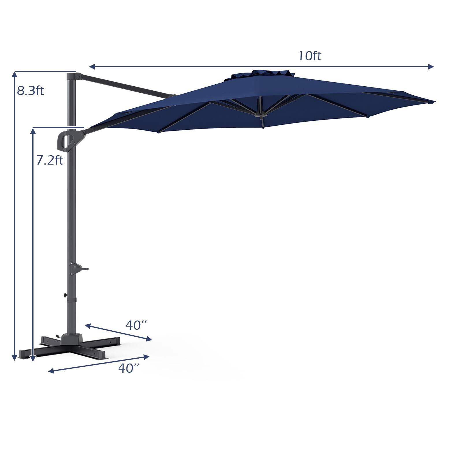 Costway 10 FT Patio Cantilever Umbrella with 360° Rotation, Easy Tilt ...