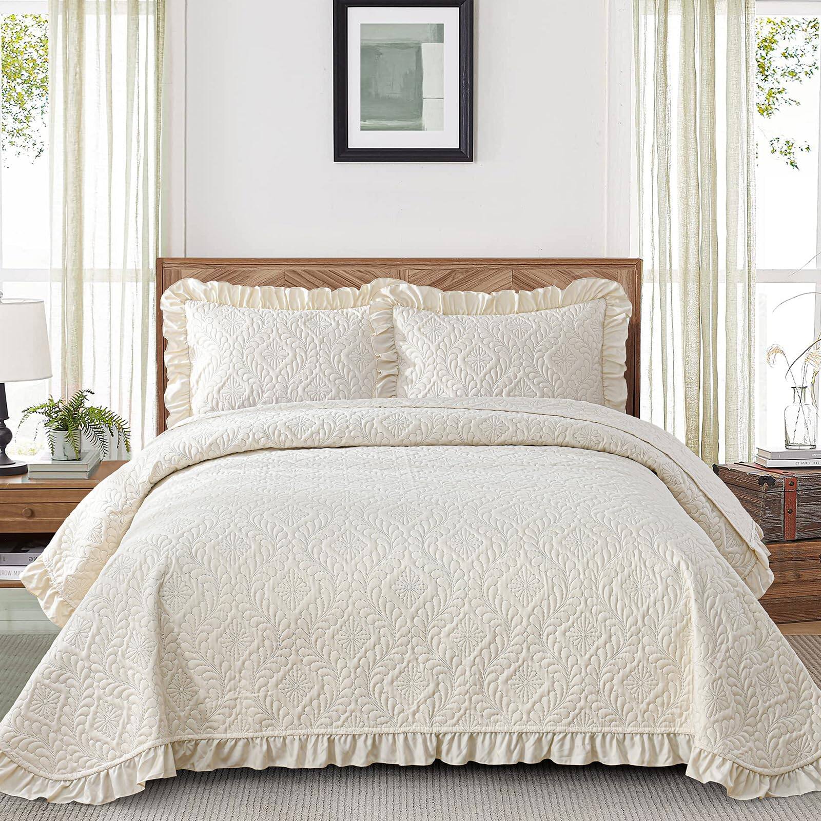 Comfort Essence Queen Quilt Set 3 Pieces Lightweight Bedspread90x98 ...