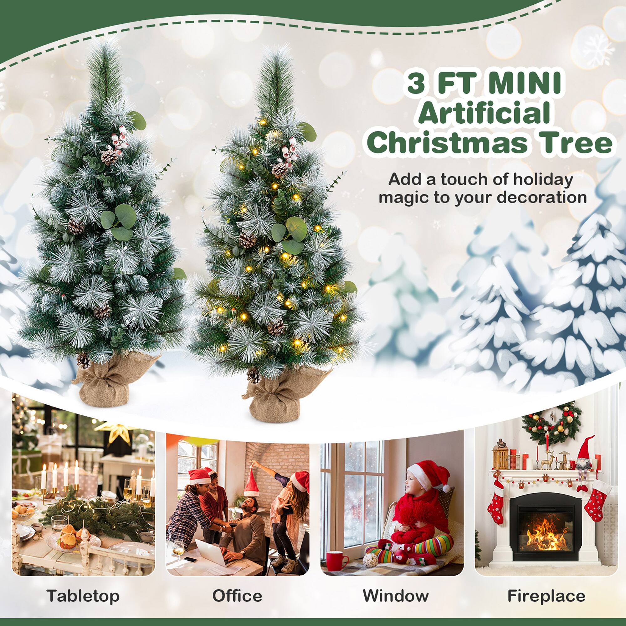 Gymax 3 FT Artificial Christmas Tree w/ 98 Branch Tips Pine Needles ...