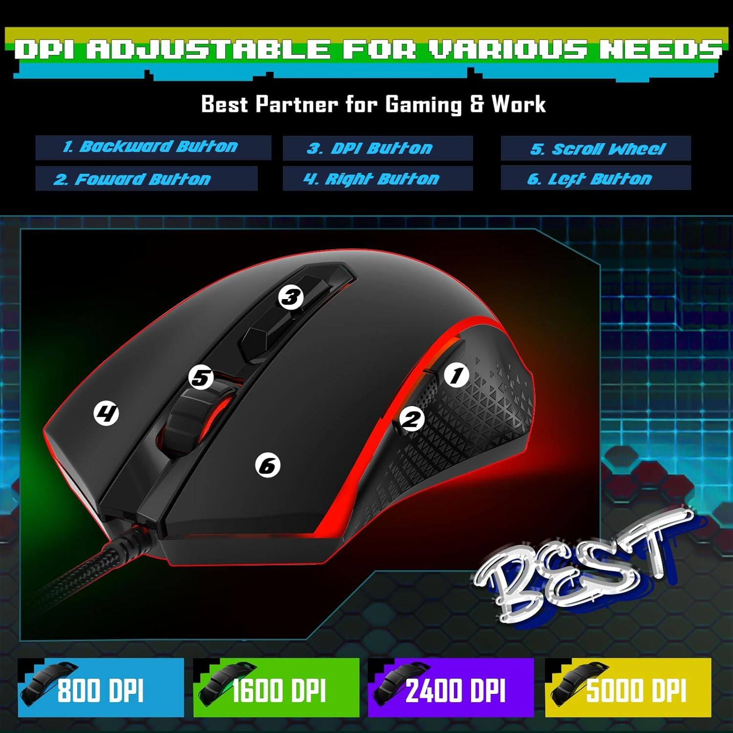 REDRAGON S107 RGB BA Gaming Keyboard and Mouse Combo, RGB Backlit ...