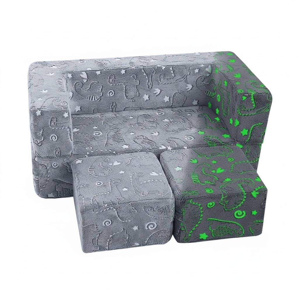 JETRANSPORT Play Couch Sofa Grey Modular Convertible Foam Soft Fold out ...