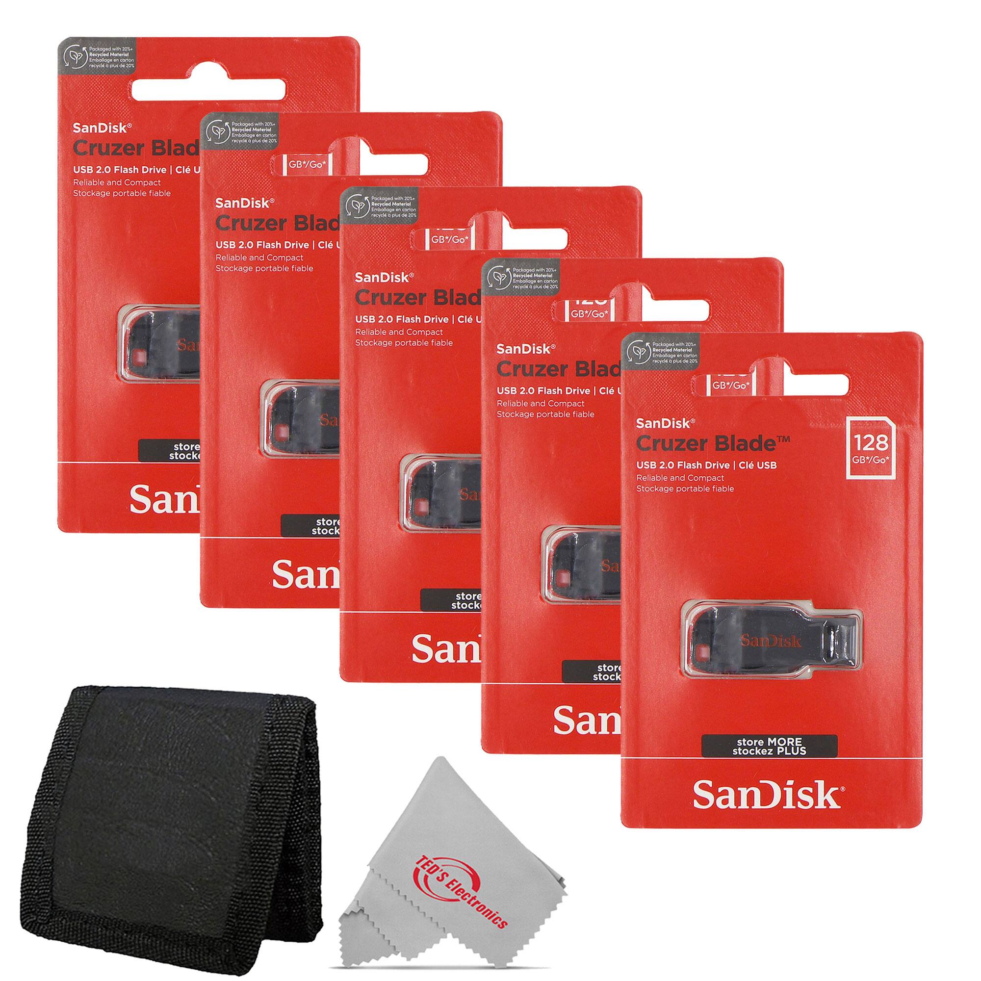 SanDisk Professional 5x SanDisk Cruzer Blade USB Flash Drive 128GB with ...