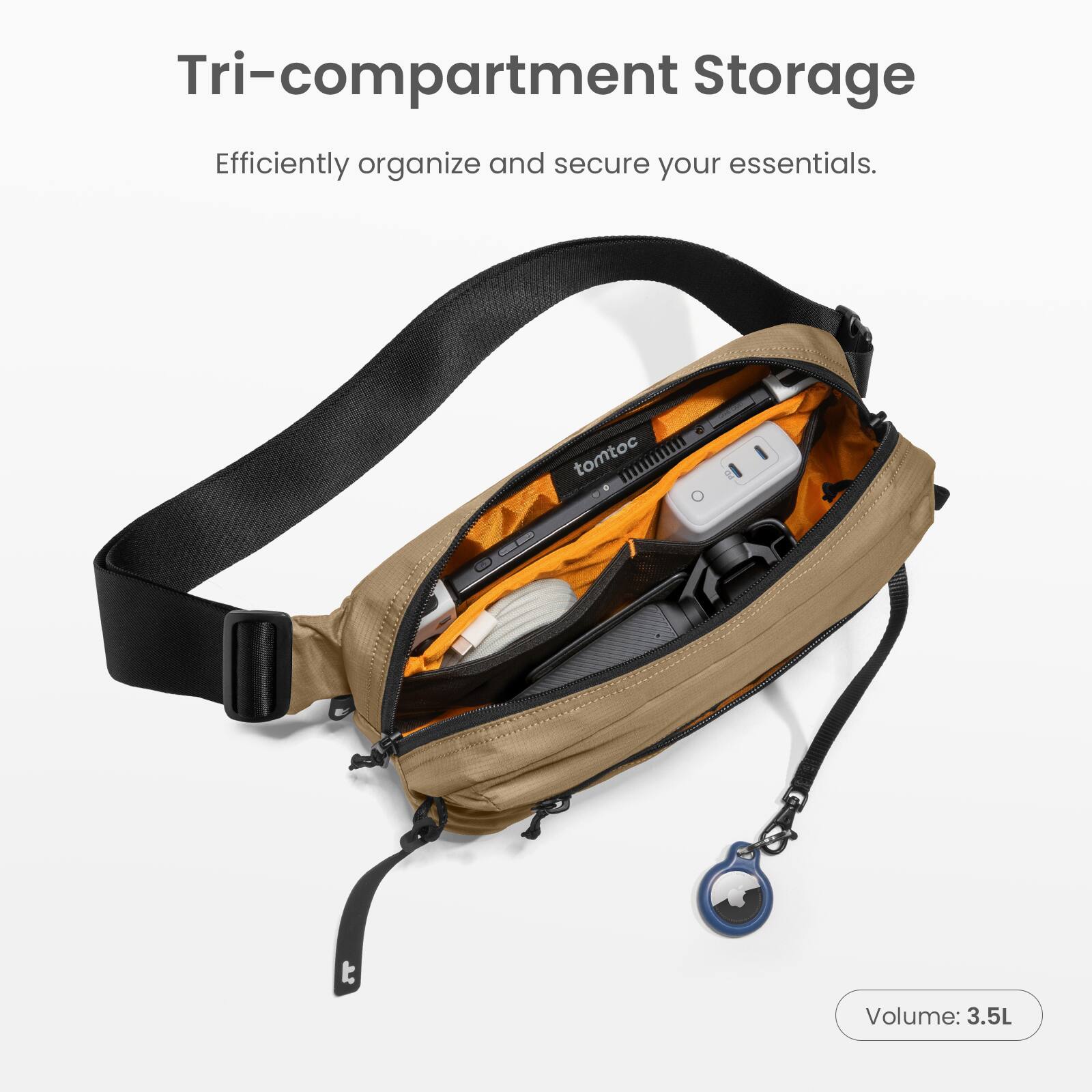 tomtoc Aviator T33 3.5L Sling Bag with RFID Blocking, Minimalist Crossbody Bag Chest Bag ...