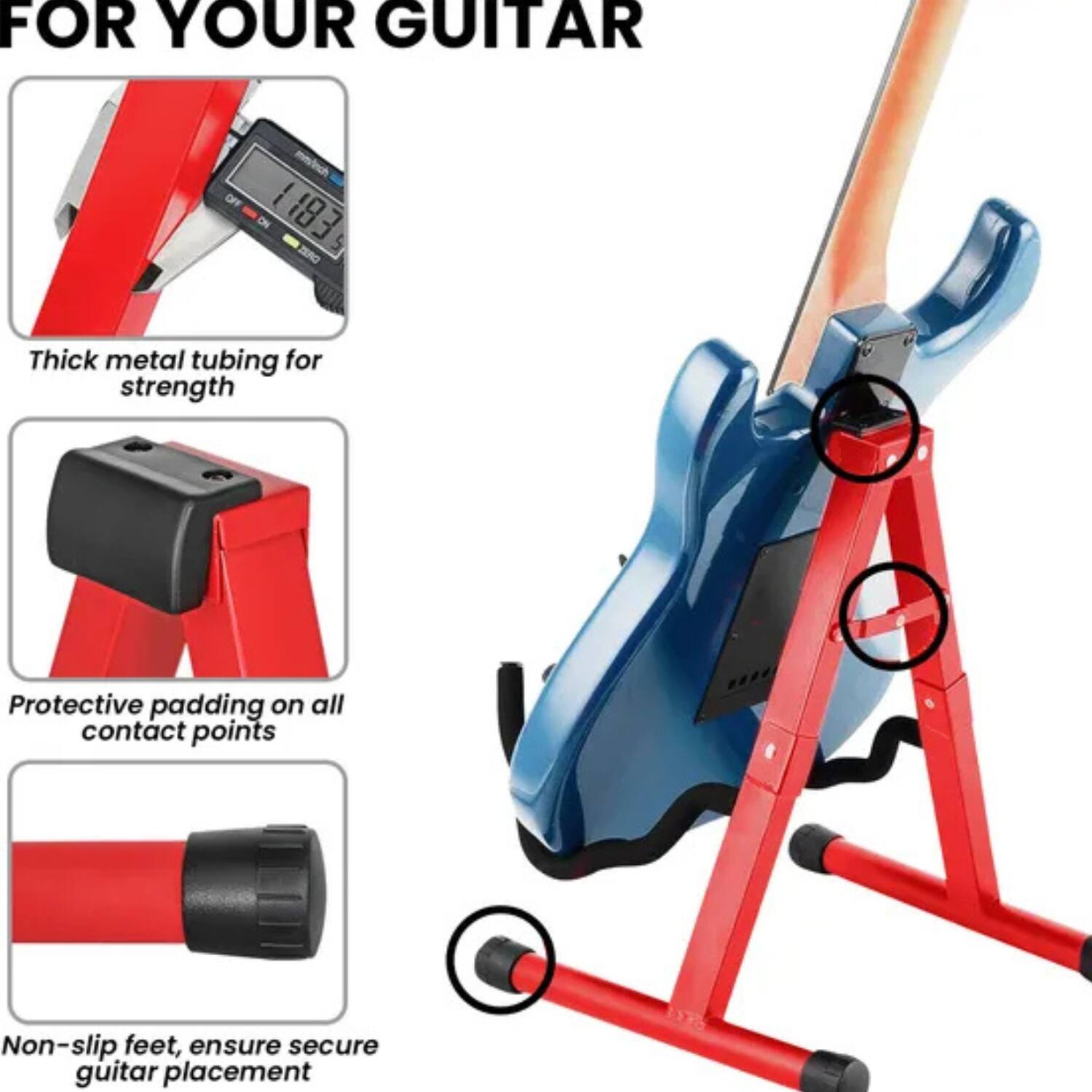 Stock Preferred A Frame Guitar Stand with Foam Arms & Rubber Pad GSS ...