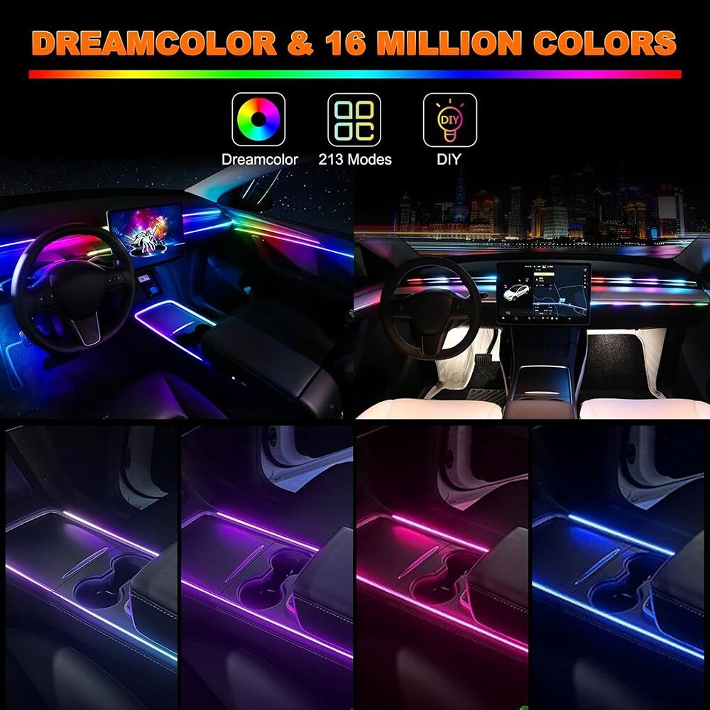 PARKER SLATER Interior Car LED Strip Lights, 6 in 1 Dreamcolor Ambient ...