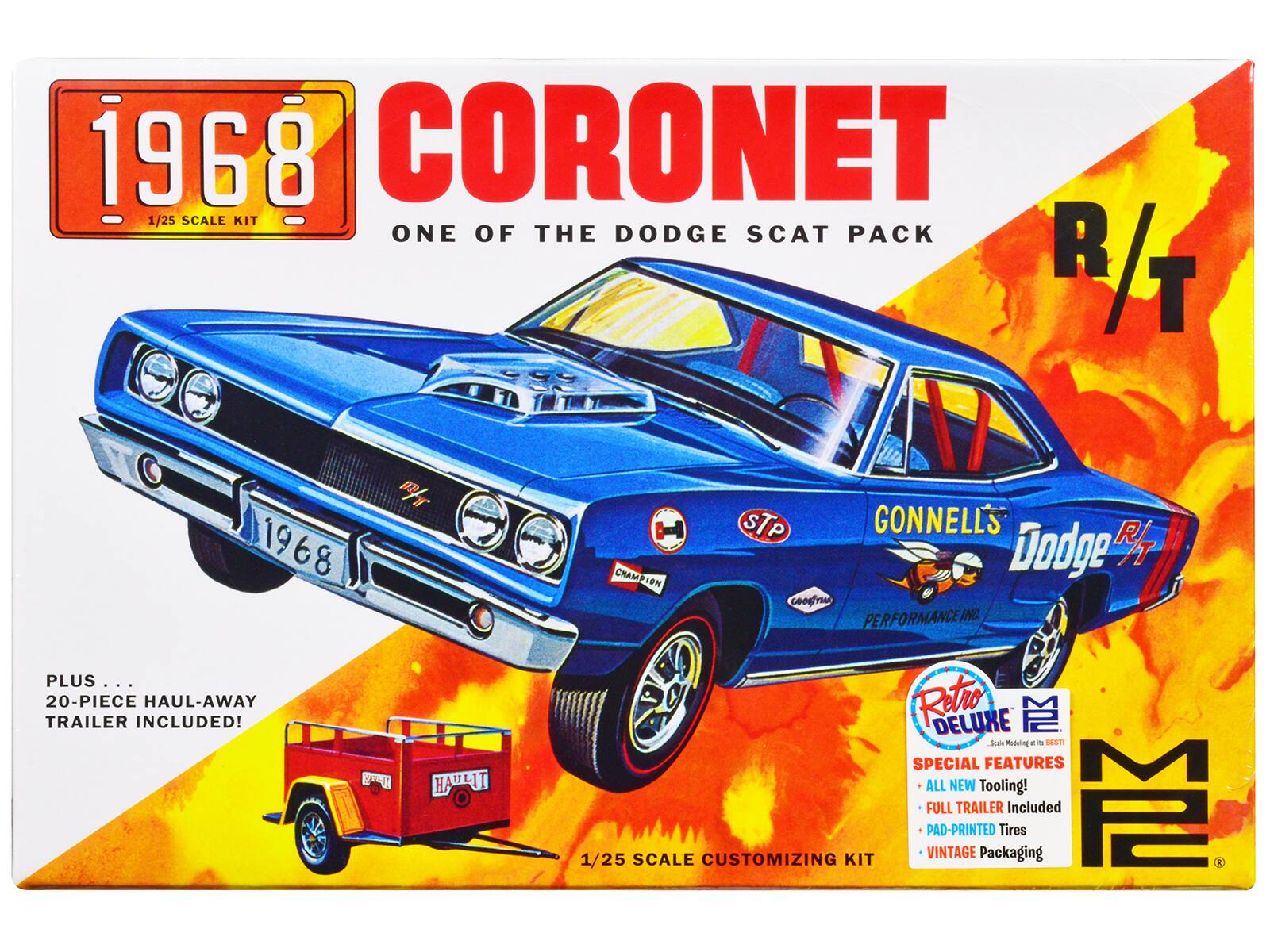 Skill 2 Model Kit 1968 Dodge Coronet Hardtop with Trailer 1/25 Scale ...
