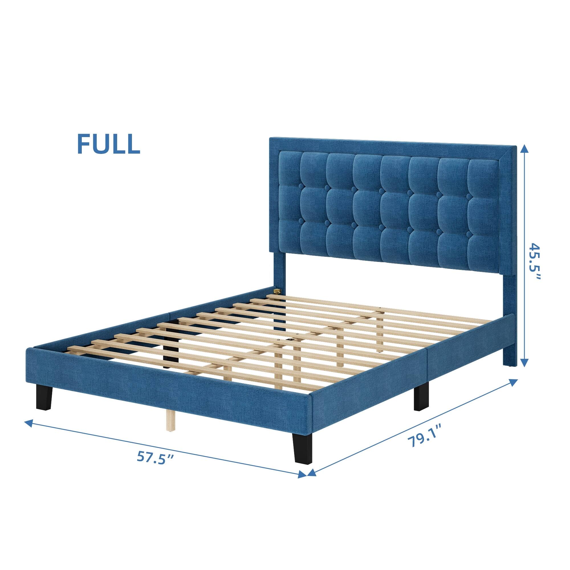 Qeetex Full Size Platform Bed Metal Frame, Wood Slat Support, No Box ...