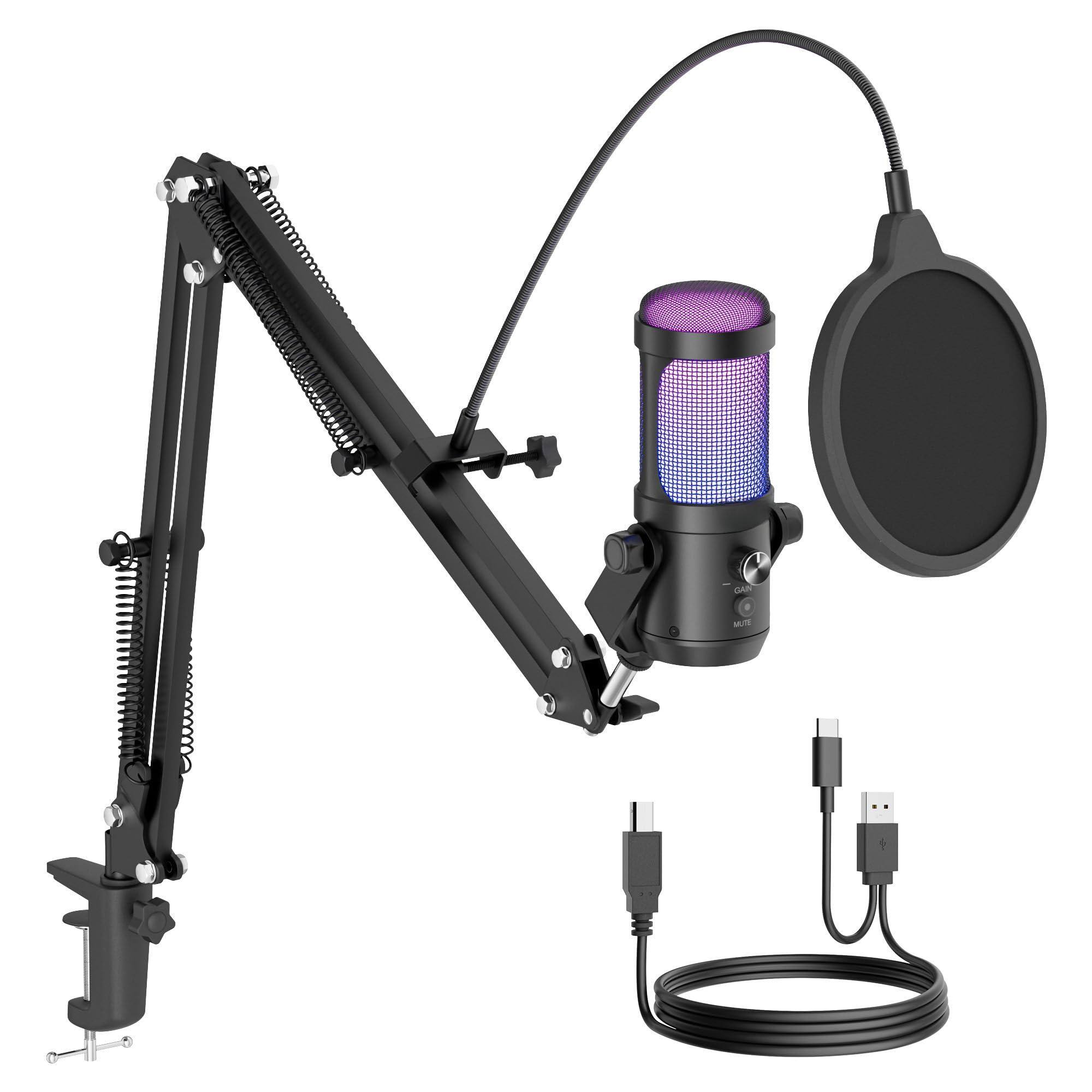 HM 1810 Usb Podcast Microphone With Boom Arm Studio Condenser Mic Real ...
