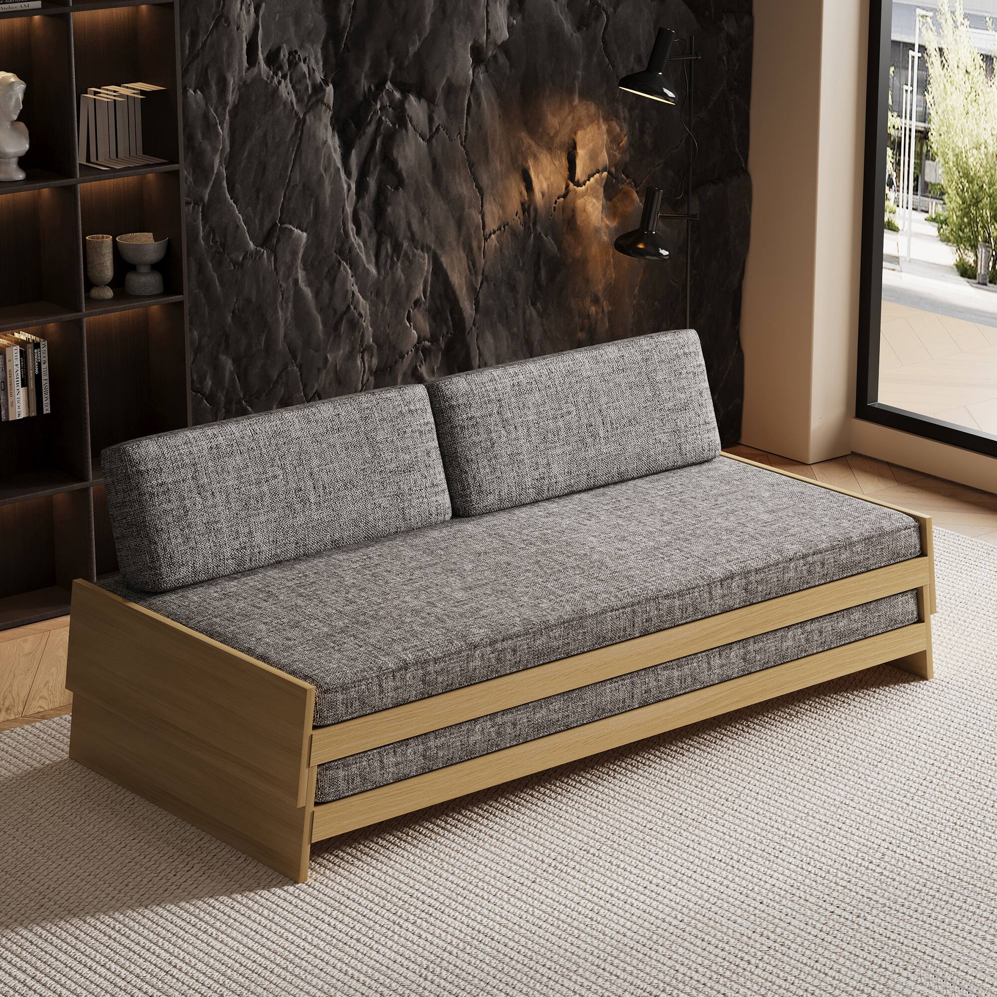 luck idea 84.25" Double Sofa Bed, Living Room Tatami, Dual purpose for ...