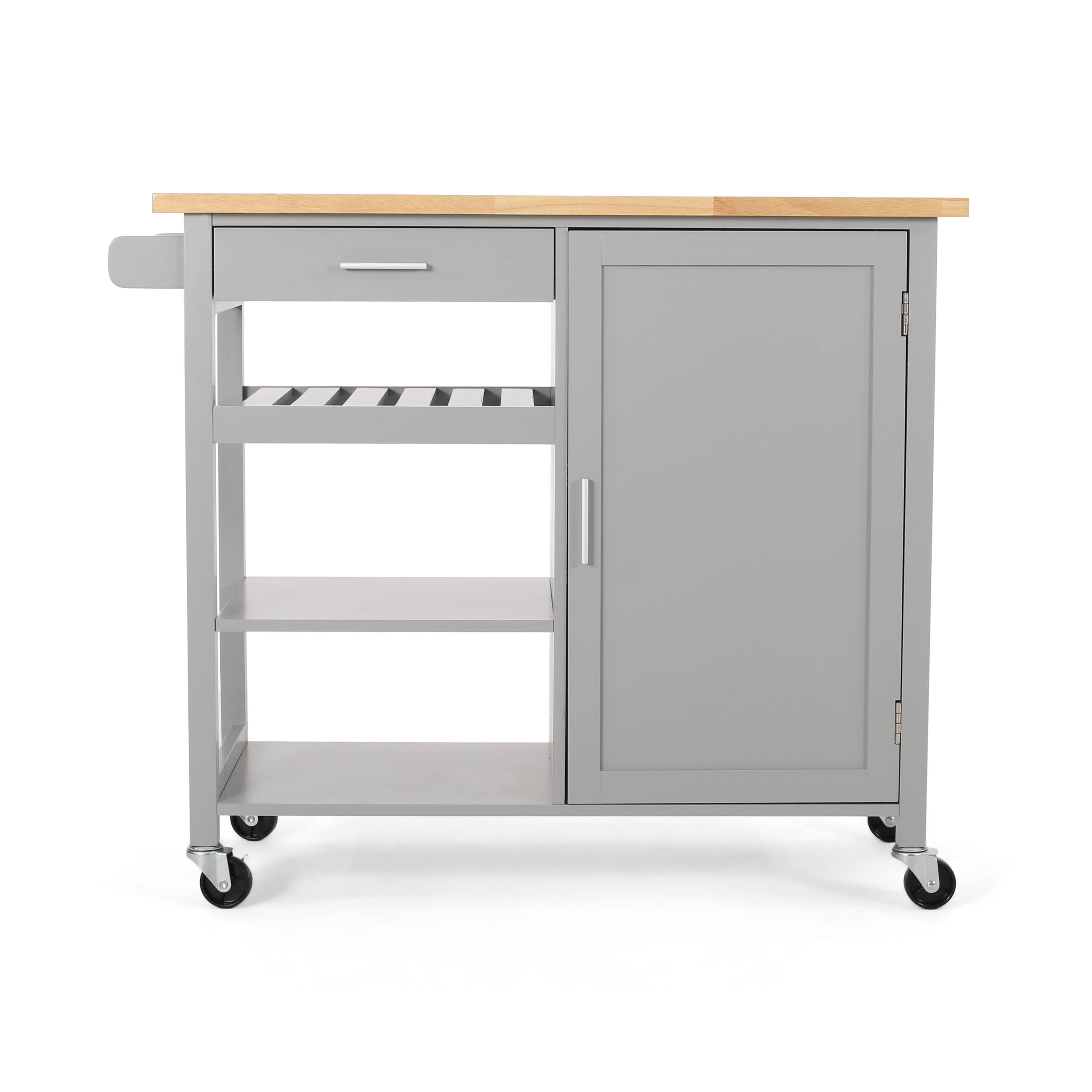 APRILSOUL Kitchen Island Cart with Solid Wood Storage Cabinet Rolling ...