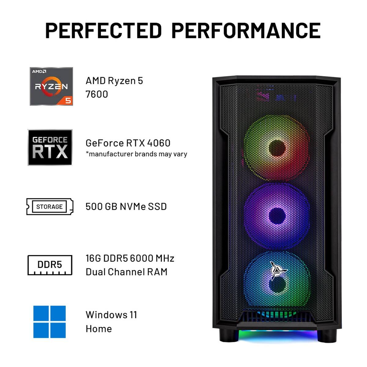 Skytech Gaming SHADOW4 Gaming Desktop PC AMD Ryzen 5 7600 16GB Memory ...