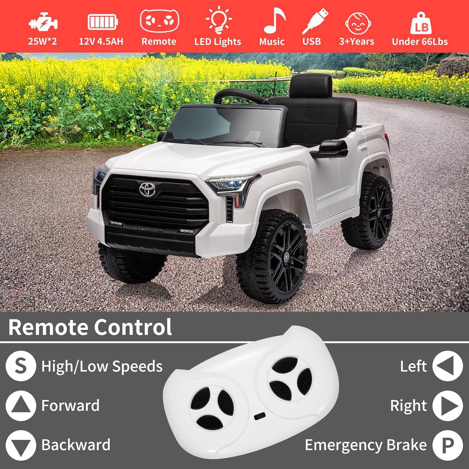 GARVEE 12V Licensed Toyota Tundra Ride On Truck for Kids, Electric ...