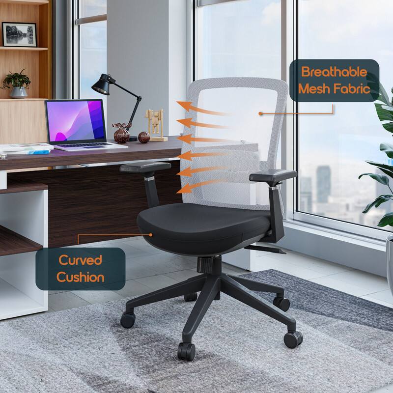 LeisureMod Ingram Mesh Office Desk Chair with Lumbar Support ...