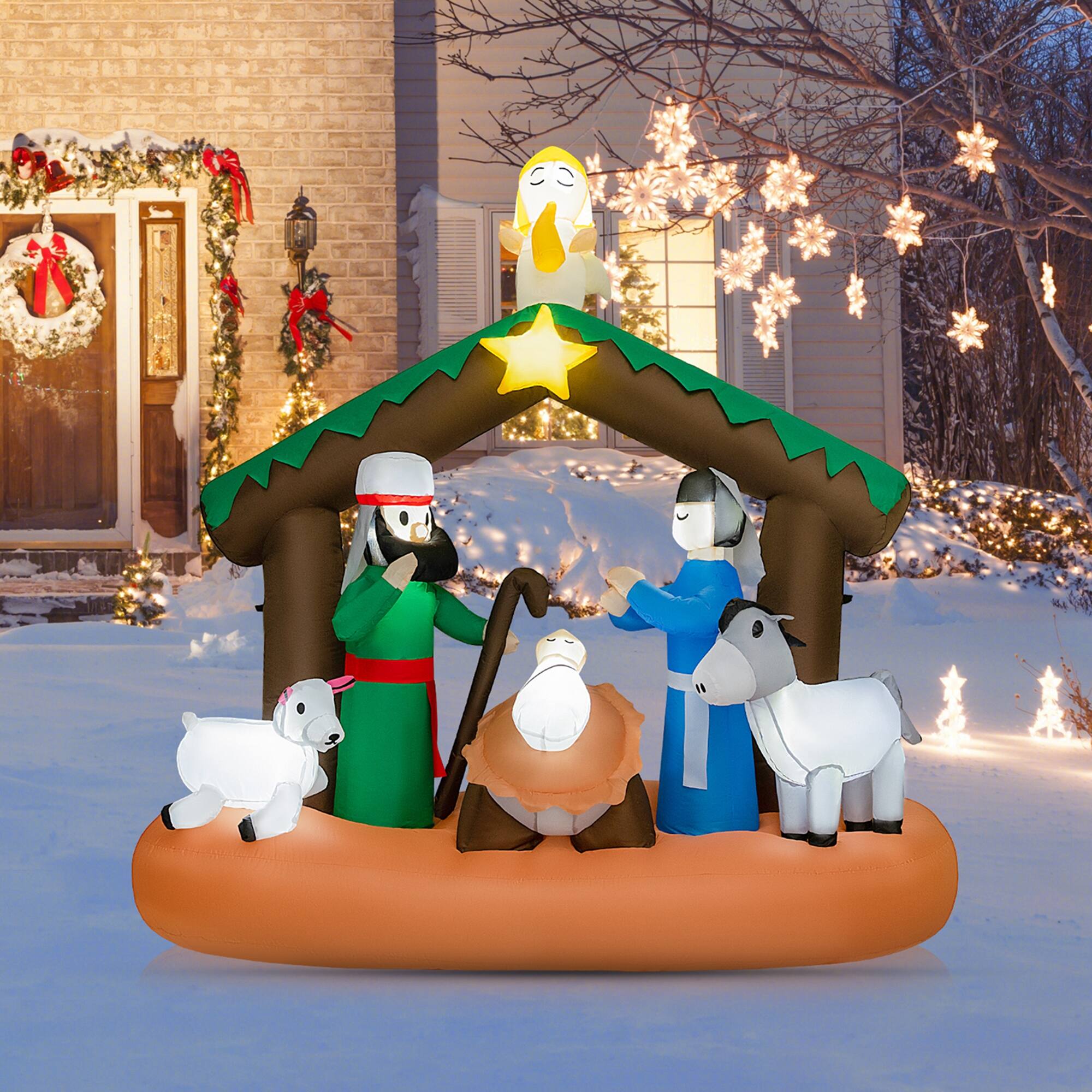 Costway 6FT Inflatable Christmas Birth of Jesus Scene Nativity Lighted ...