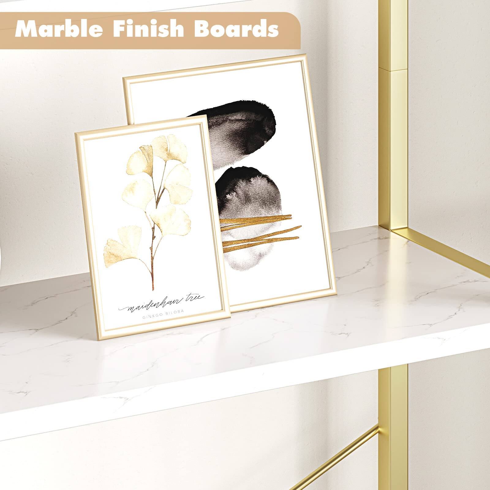 Babevy 5 Tier Tall Bookshelf with Arched Top, Metal Frame & Wood Finish ...