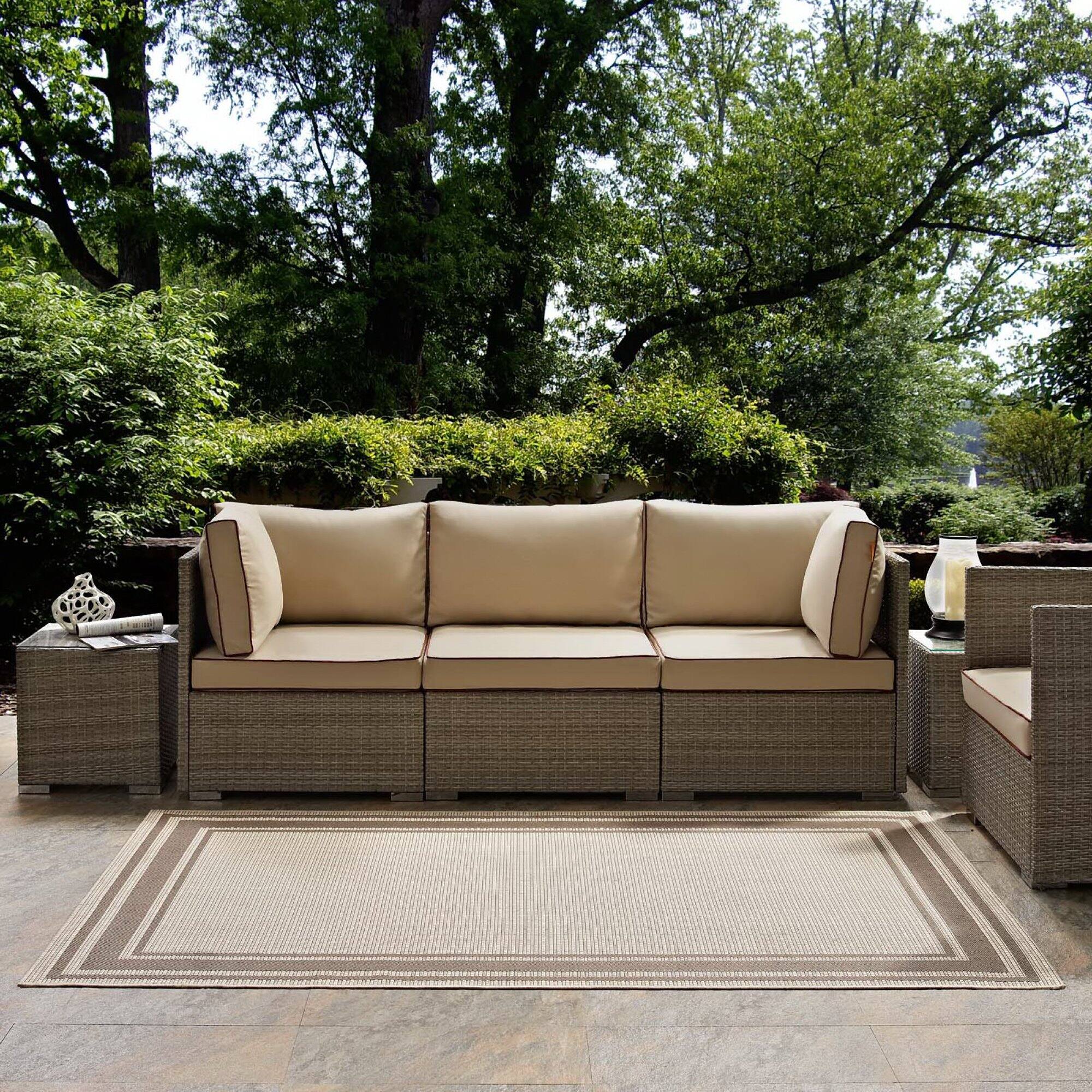 Modway Rim Solid Border Indoor and Outdoor Area Rug Light and Dark ...