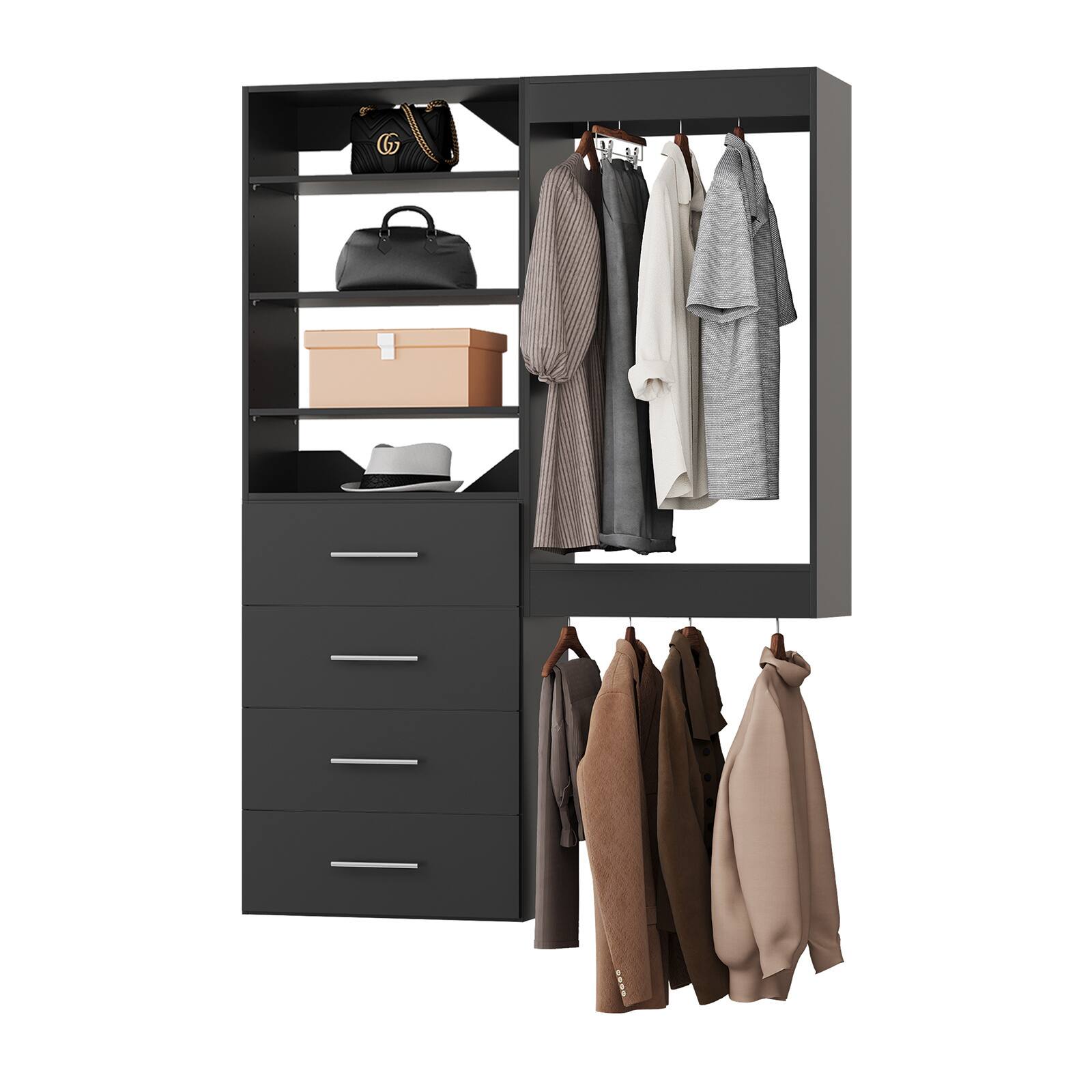 Roomtec 64 in Black Modular Closet System Unit Customizable Wall ...