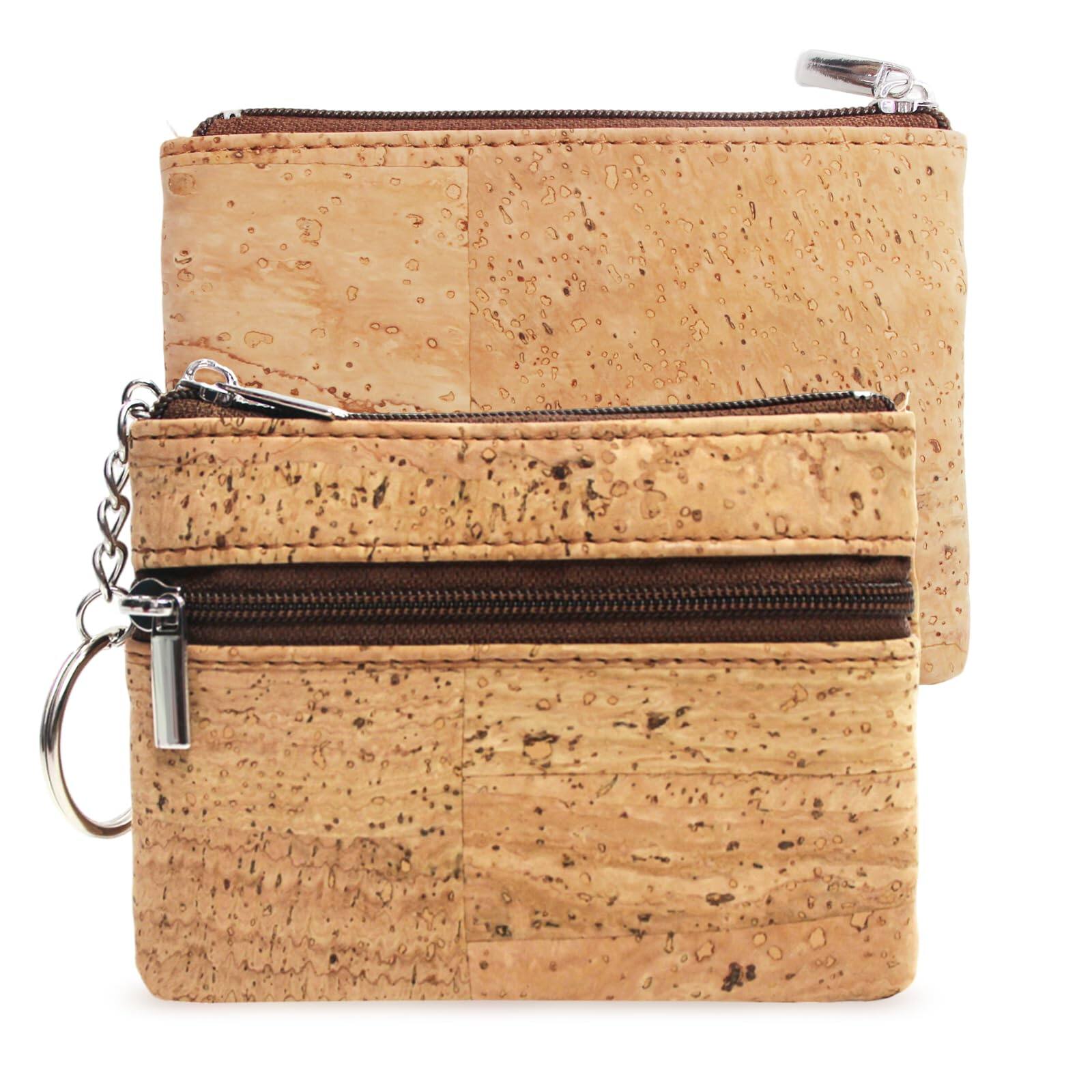 Jadie Link Cork Purse Mini Change Wallet Credit Card Holder Zipper ...