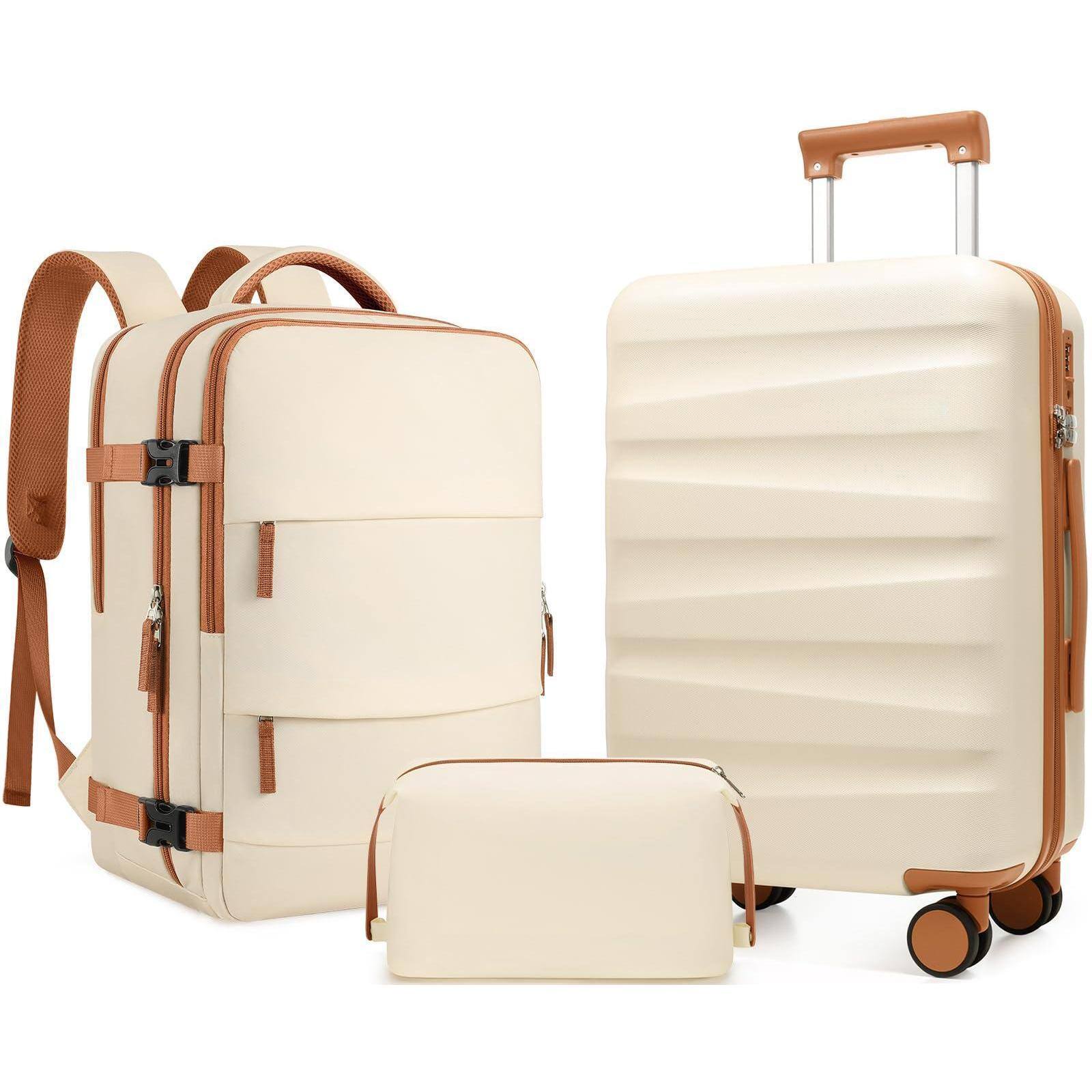 Inch Dapper Styles - Set backpack the20 carry - Beige-3 piece set ...
