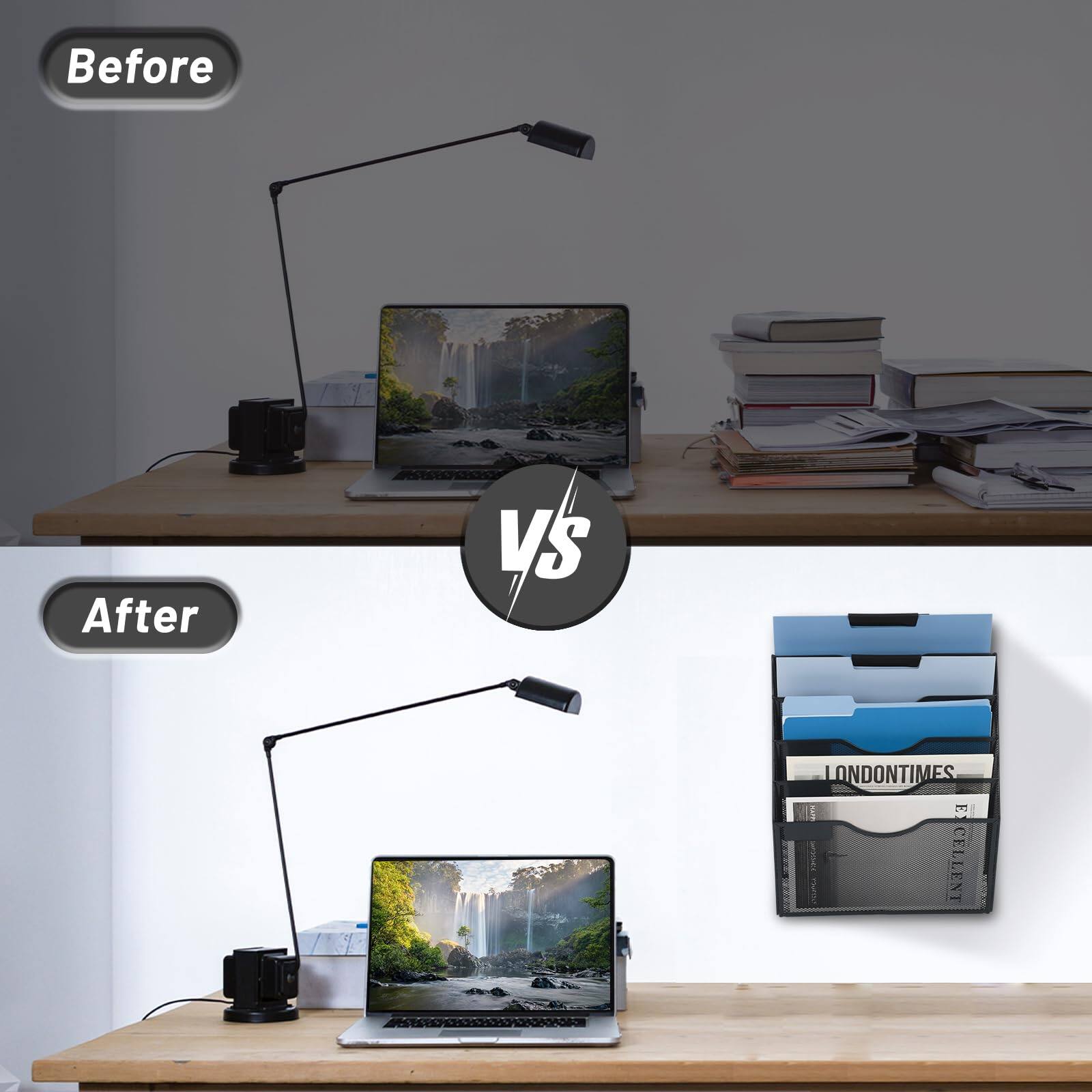 Dapper Styles 5 Pocket Mesh Hanging Wall File Organizer Mounted Mail ...