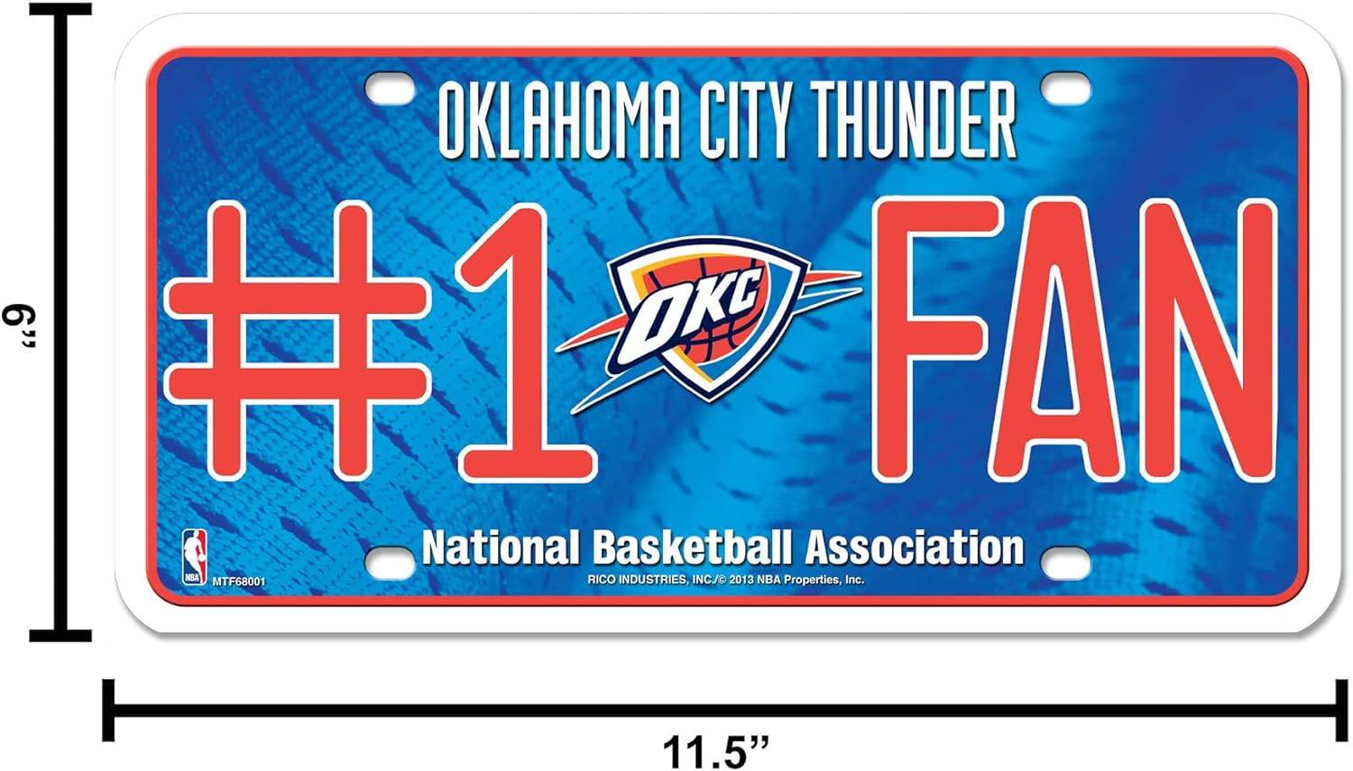 Rico Industries Oklahoma City Thunder #1 Fan Metal License Plate Tag ...