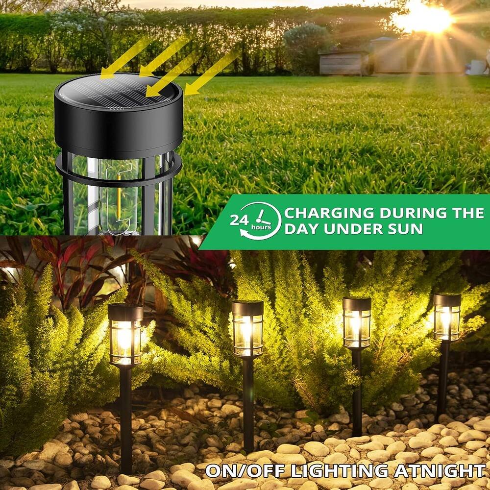 MOSZAR LLC 8 Pack Solar Pathway Lights Outdoor, Waterproof Solar Lights ...