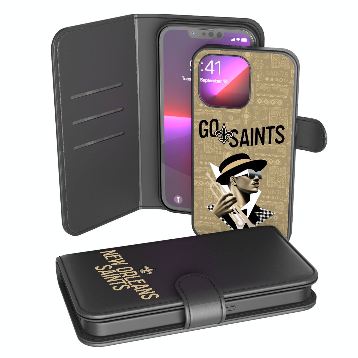 Keyscaper NFL New Orleans Saints iPhone Wallet Case 13 Black 201558545 ...