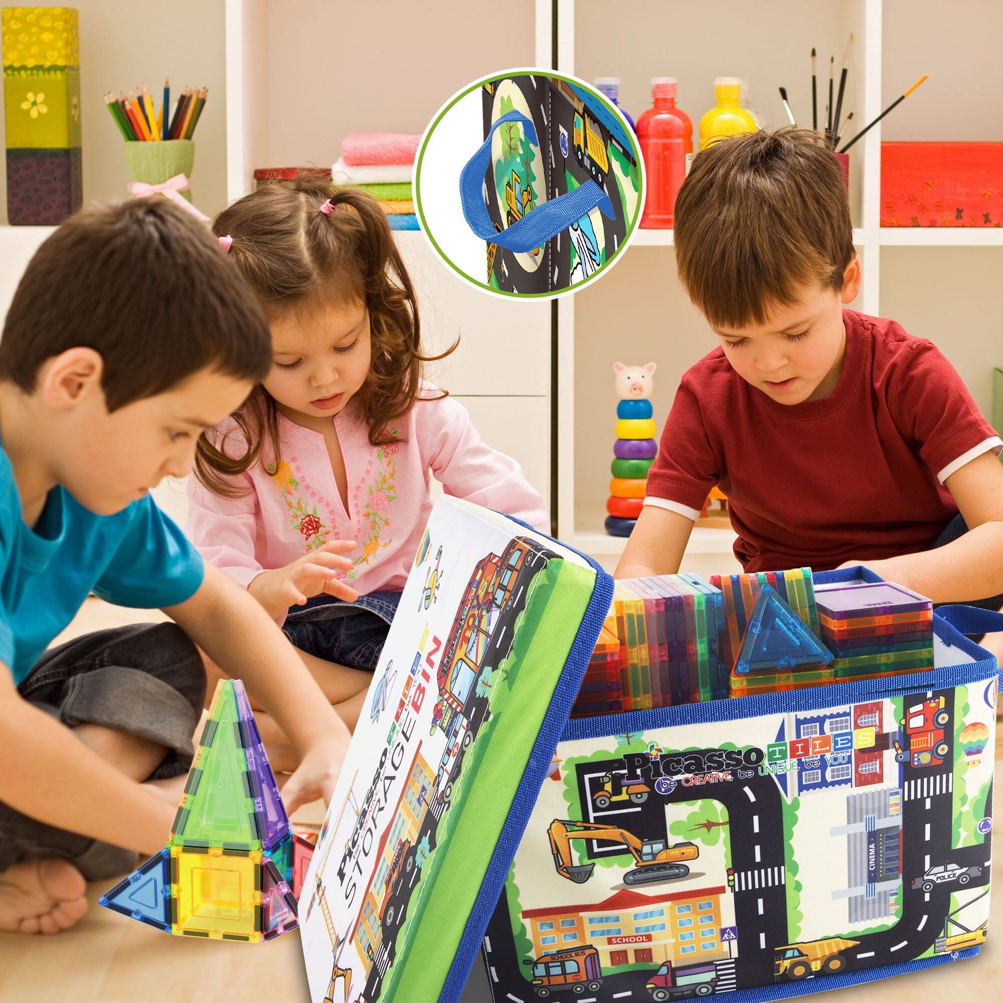 PicassoTiles PICASSO TILES Magnetic Tiles Organizer for Kids, City ...