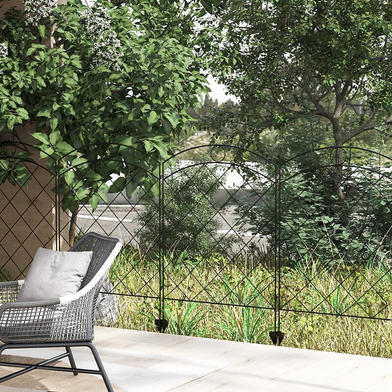 Outsunny Garden Fence, 4 Pack Steel Fence Panels, 11.5' L x 43" H, Rust ...