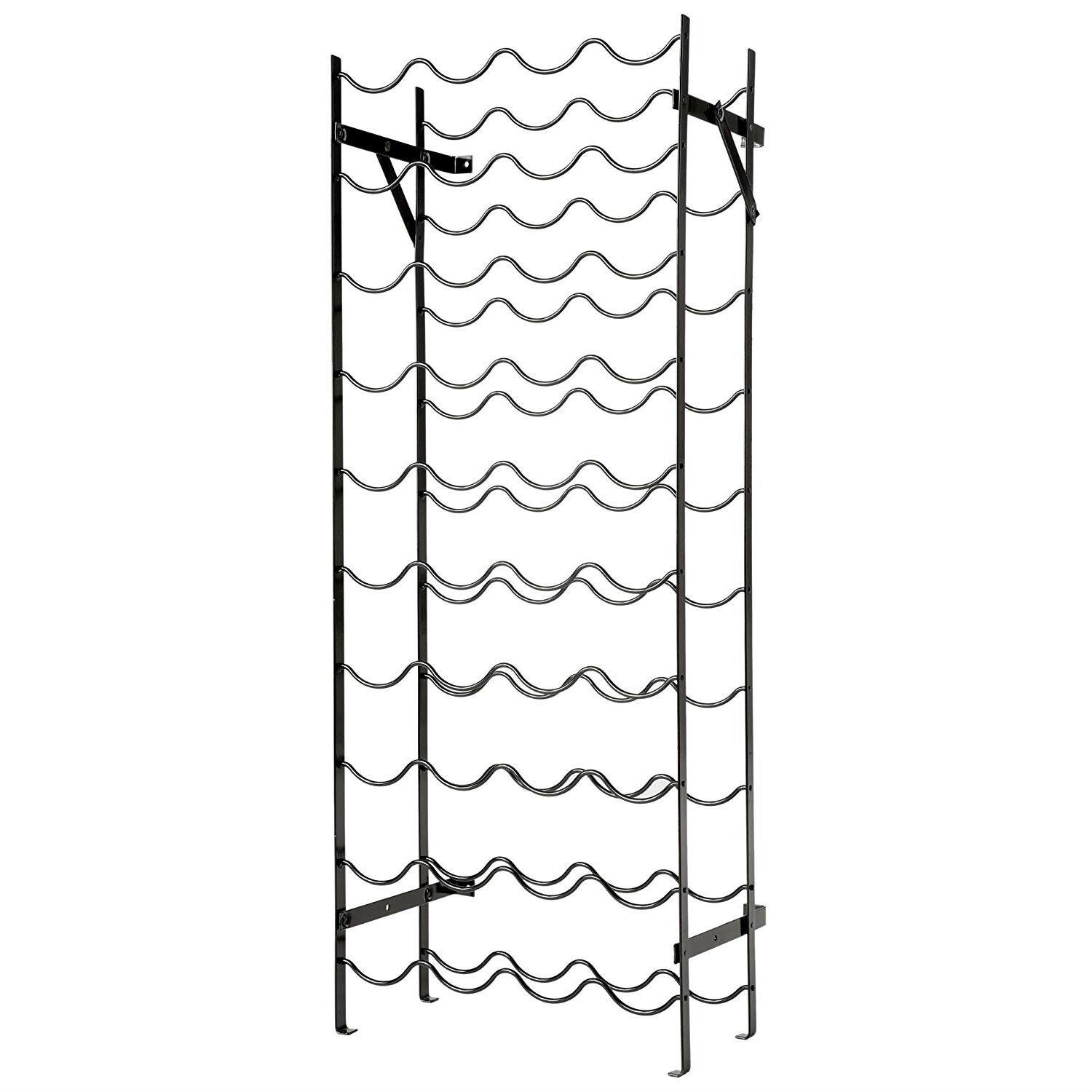 Hivvago Metal 40 Bottle Wine Rack with Wall Anchors Black OAFBWR5289812 ...