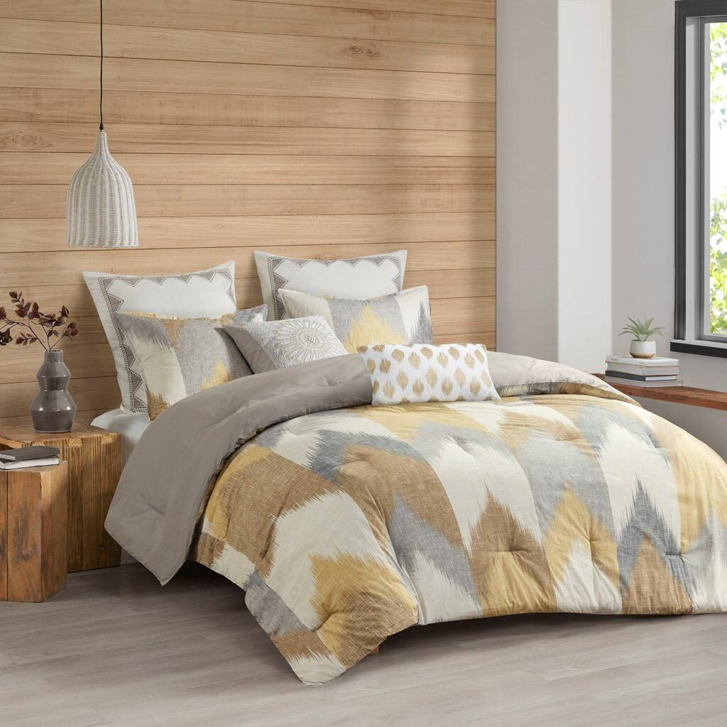 Gracie Mills Heise Ikat Chevron Comforter Set Yellow 587-01II - Best Buy
