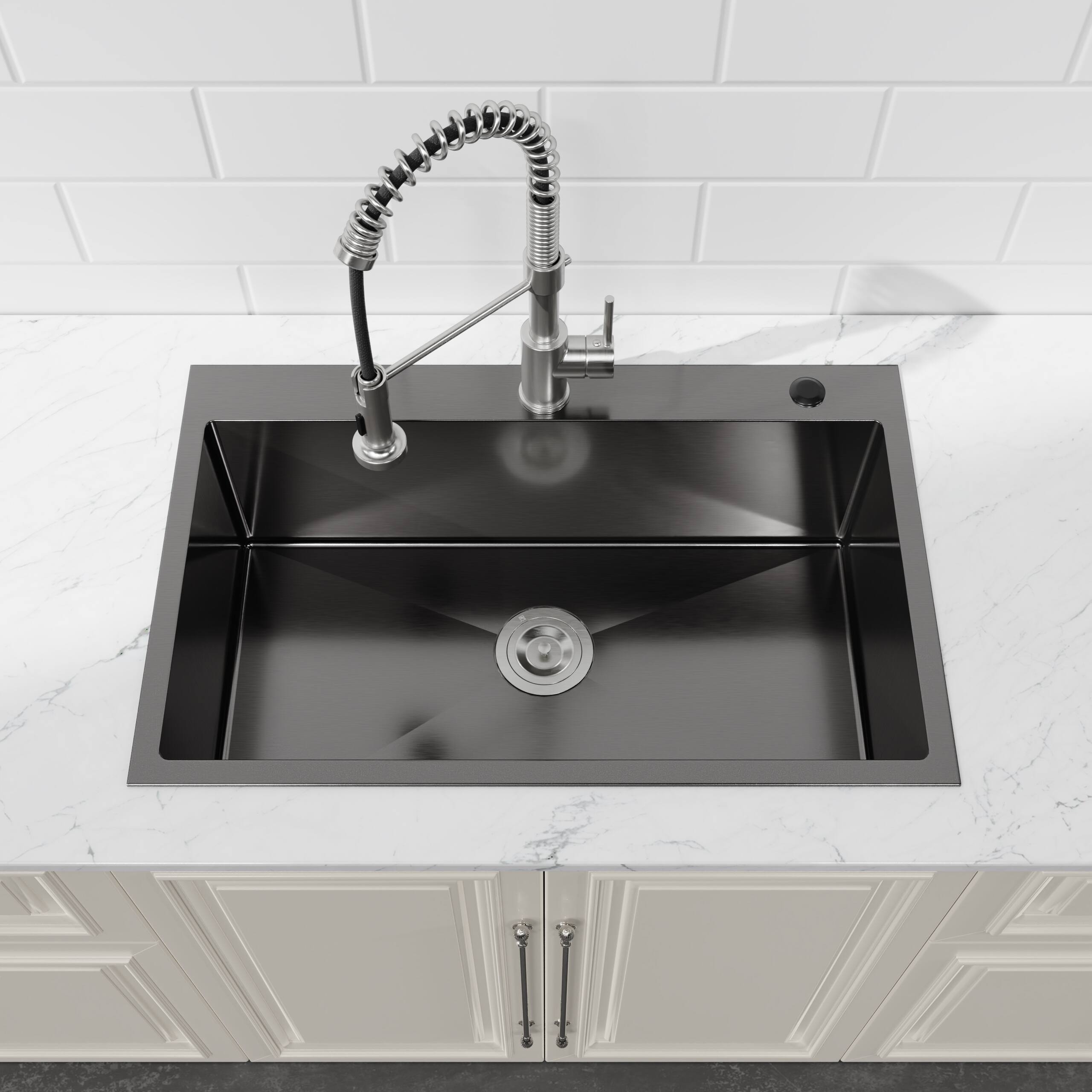 APRILSOUL Stainless Steel Kitchen Sink 30x19 Single Bowl Overmount ...