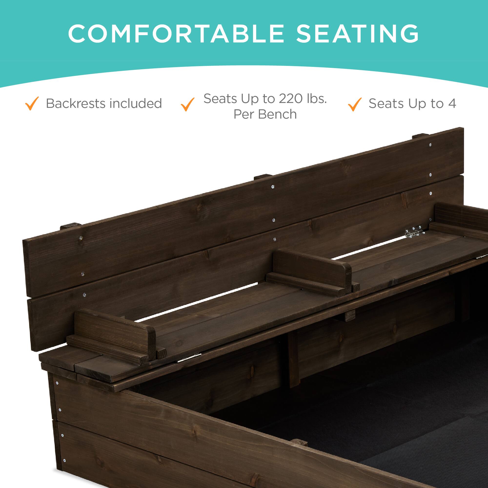 Best Choice Products 47x47 Inch Kids Wooden Outdoor Sandbox w/ 2 ...