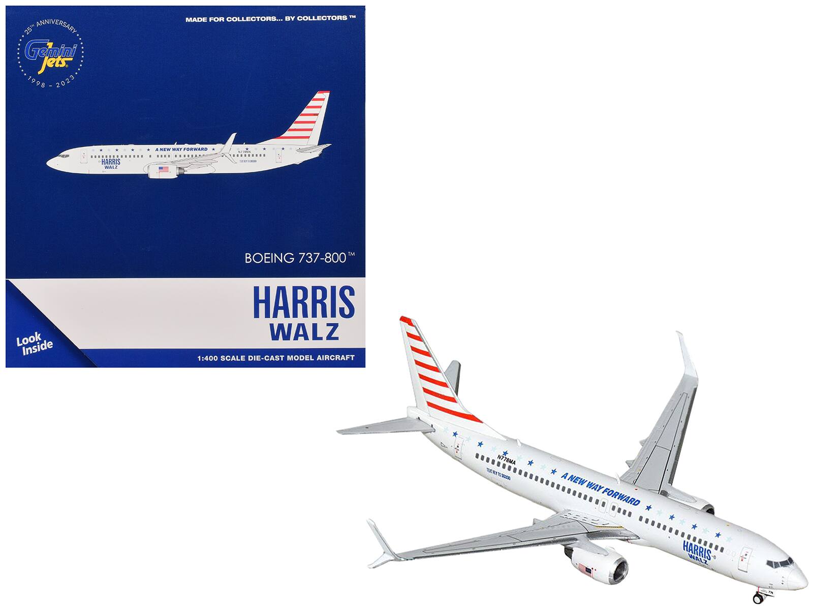 GeminiJets Boeing 737 800 Commercial Aircraft Harris Walz Campaign ...
