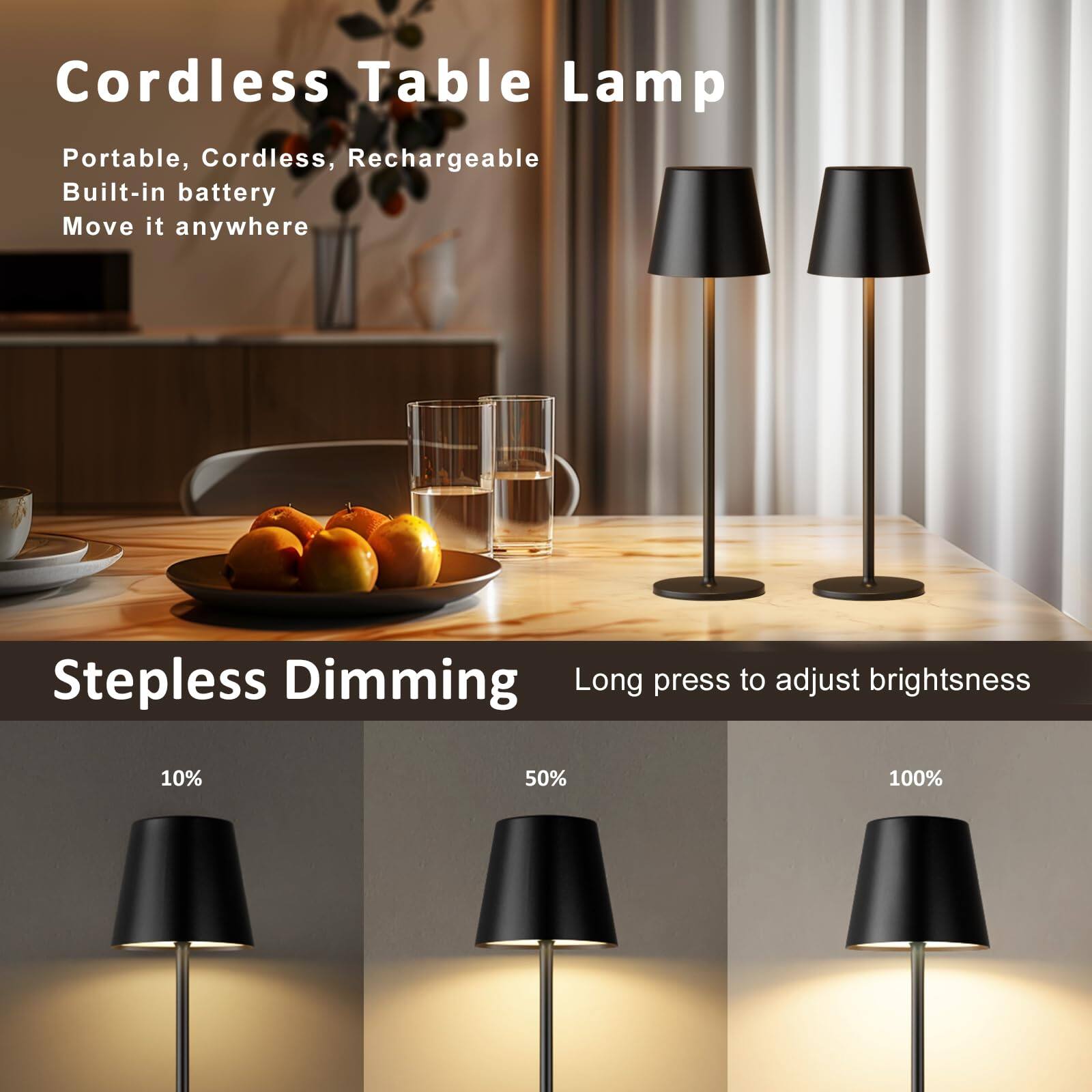 Dazzling Pops Kakanuo Cordless Table Lamp Color Stepless Dimming ...