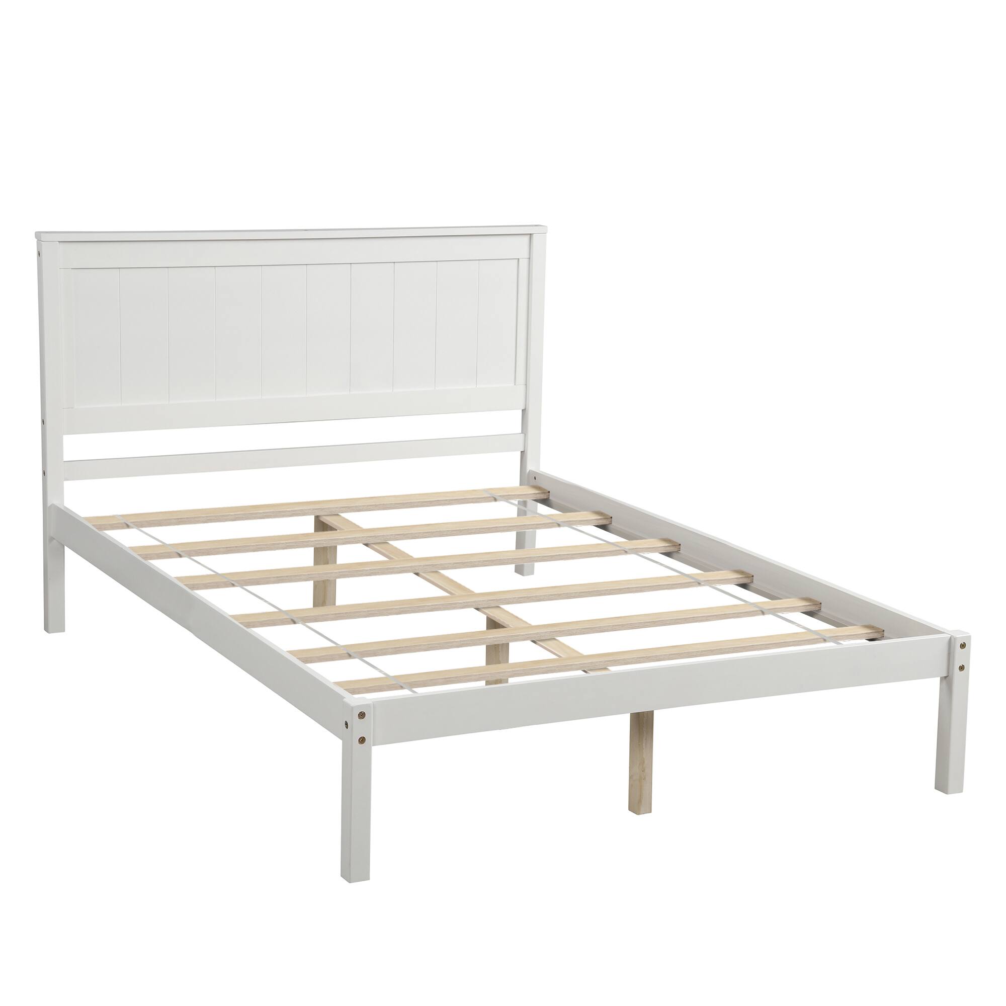 Whisen Full Size Platform Bed Frame with Headboard, Wood Slat Support ...