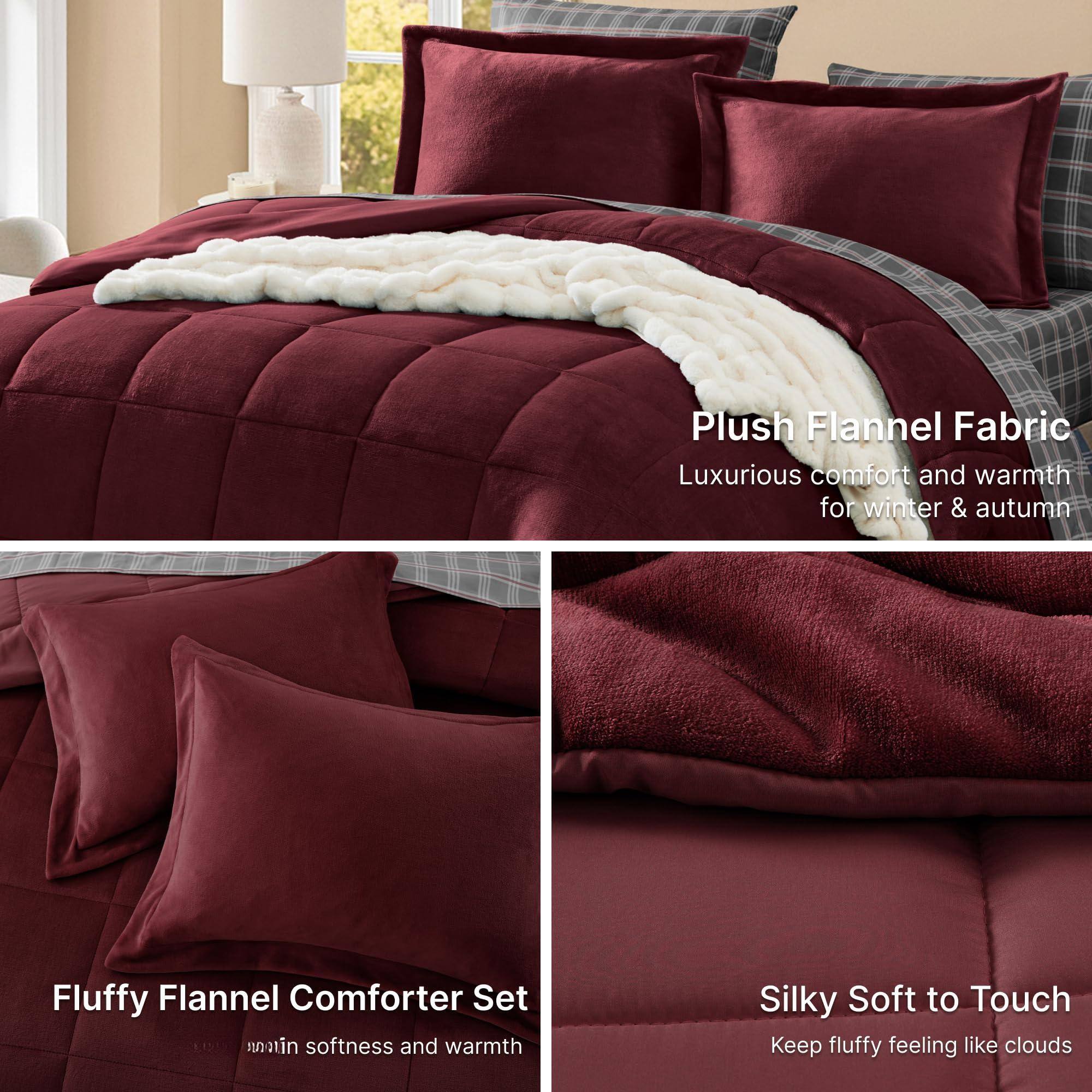 Paradigms Interiors Plush Comforter Set Light Burgundy Flannel Sets 7 ...