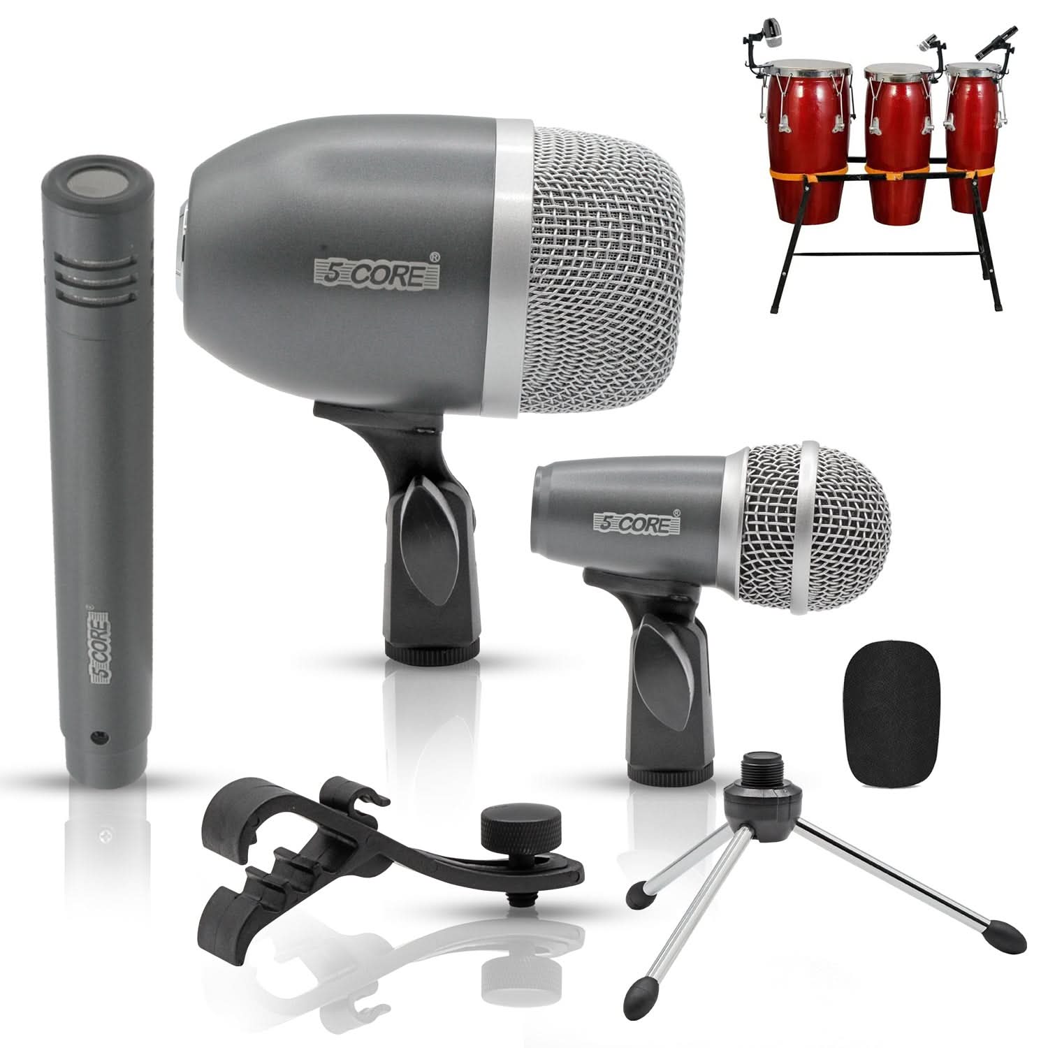 5 CORE Conga Mic Snare Tom Microphone Drum Kit Condenser XLR Instrument ...