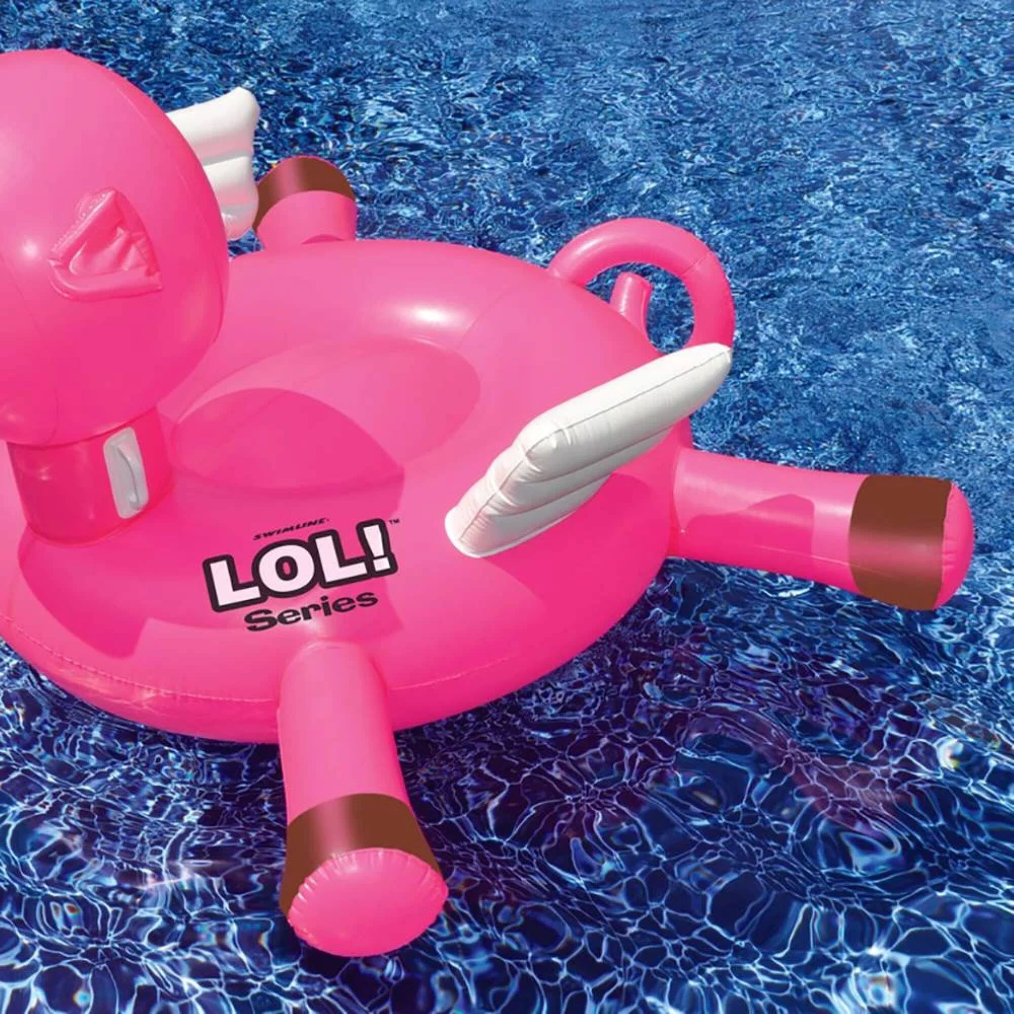 Swim Central Inflatable Flying Pig Swimming Pool Float 54" Pink ...