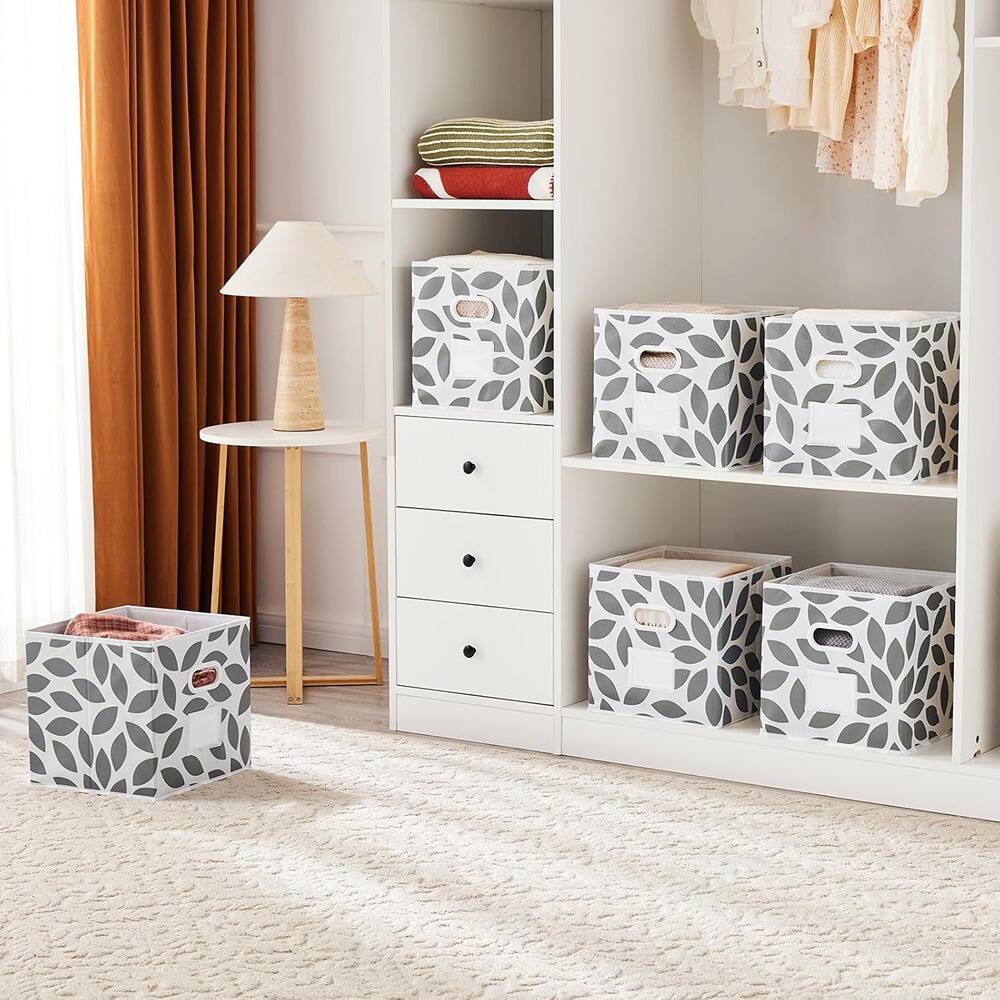 RTMB Grey Fabric Storage Cubes with Handles, 6 Pack, Foldable ...