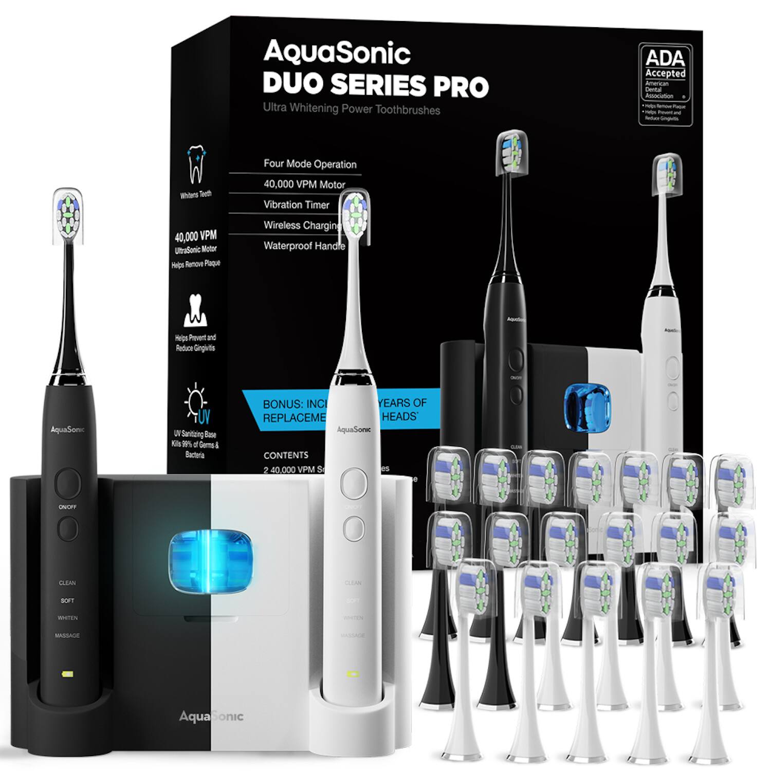 AquaSonic Ultrasonic UV Sanitizing Toothbrush Set Limited Edition ...