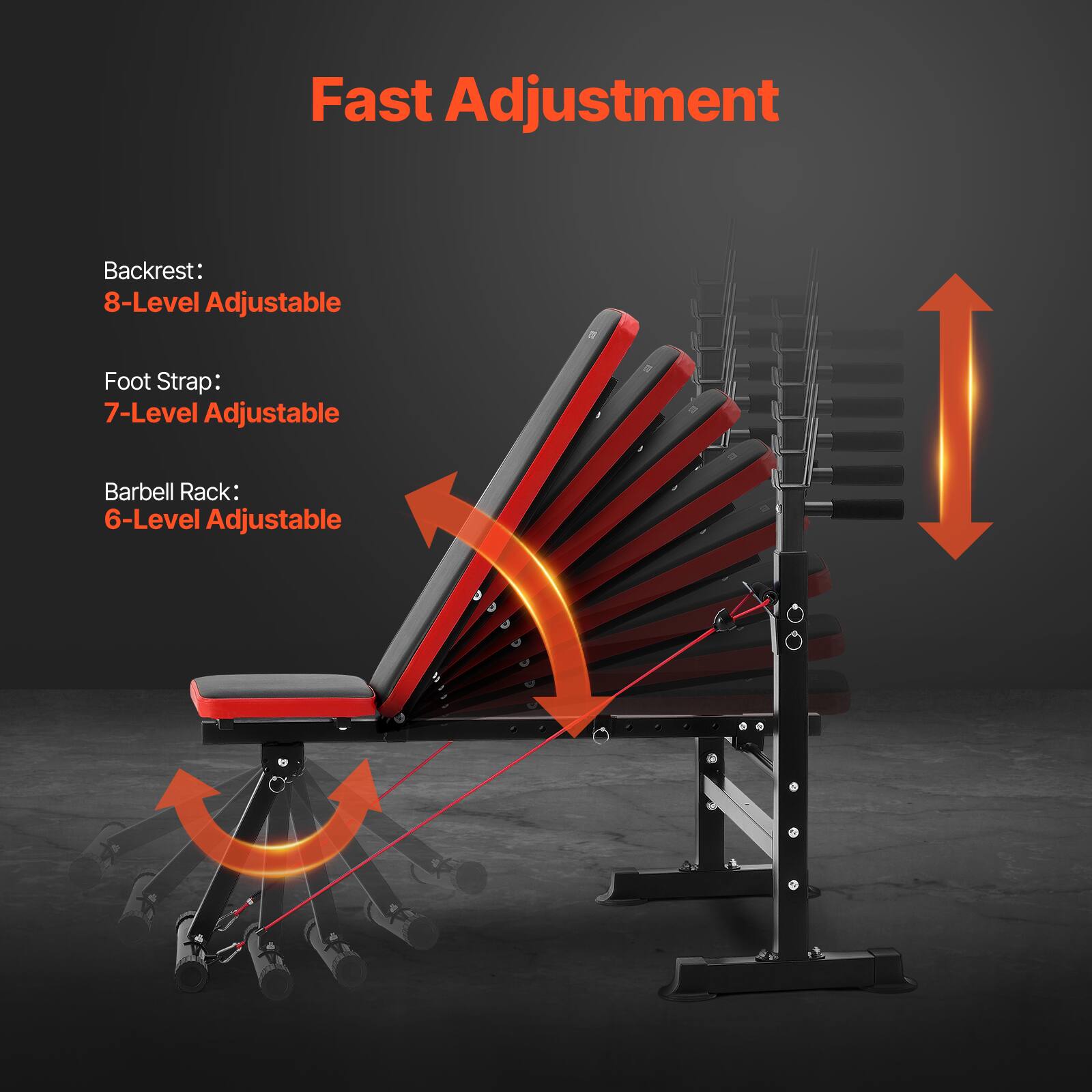 VEVOR 6 in 1 Weight Bench Set, 600lbs Adjustable Workout Bench Press ...