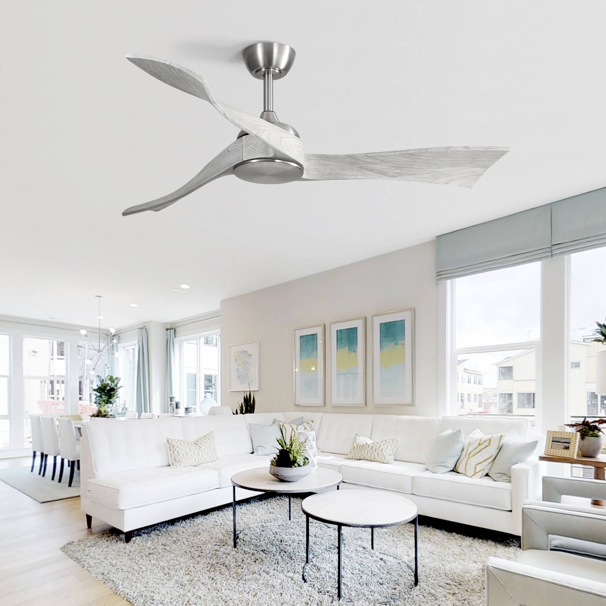 Sofucor 52 Inch Propeller Ceiling Fan without Light and Remote 3 Solid ...