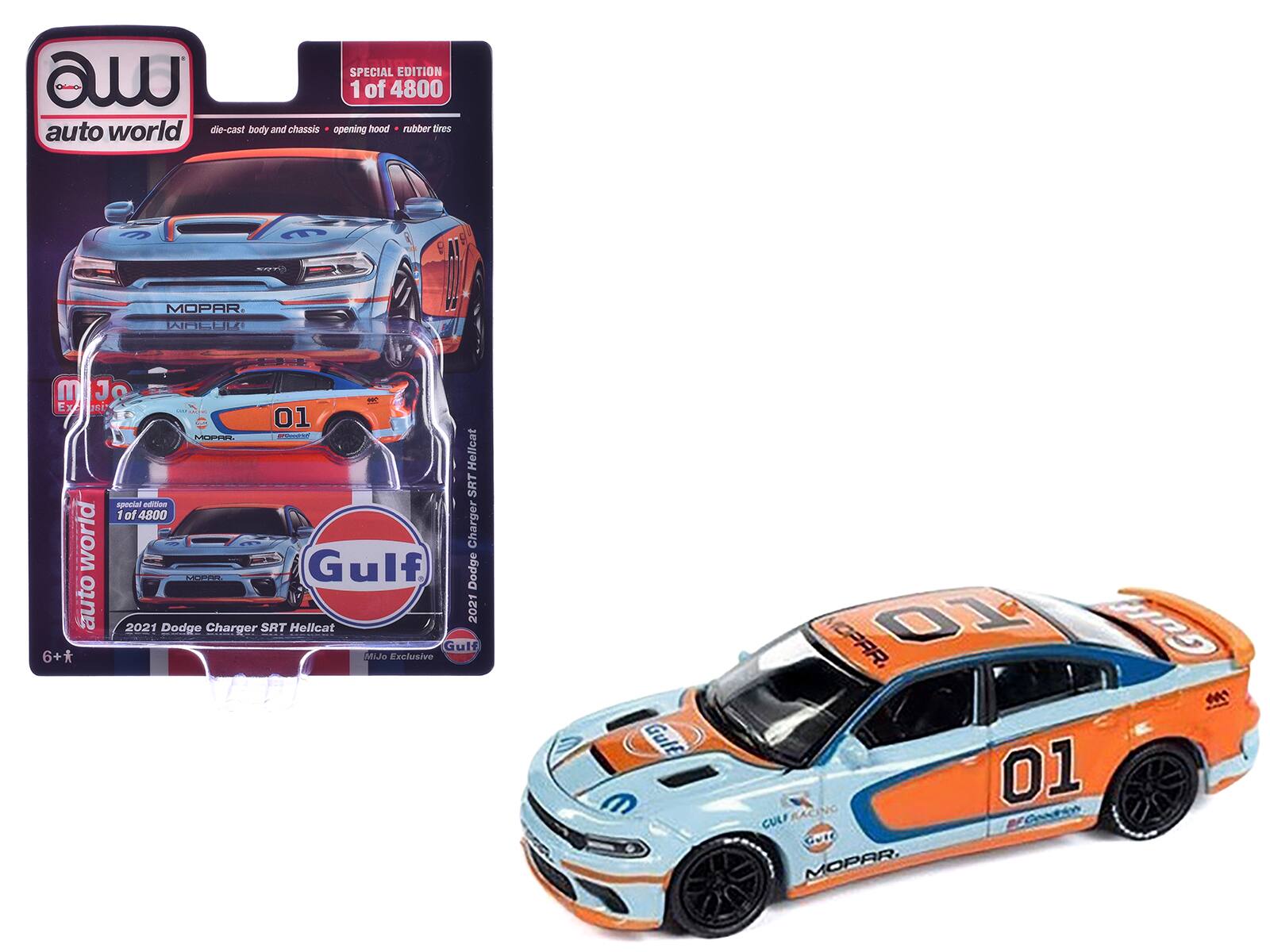 Autoworld 2021 Dodge Charger SRT Hellcat #01 Gulf Oil MOPAR Light Blue ...