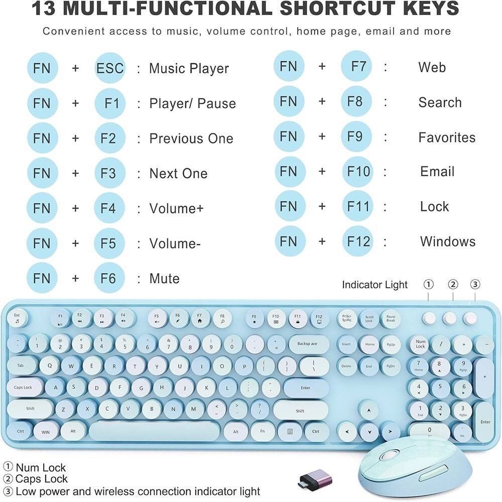 MOSZAR LLC Wireless Keyboard and Mouse Combo, Ergonomic Full Size ...