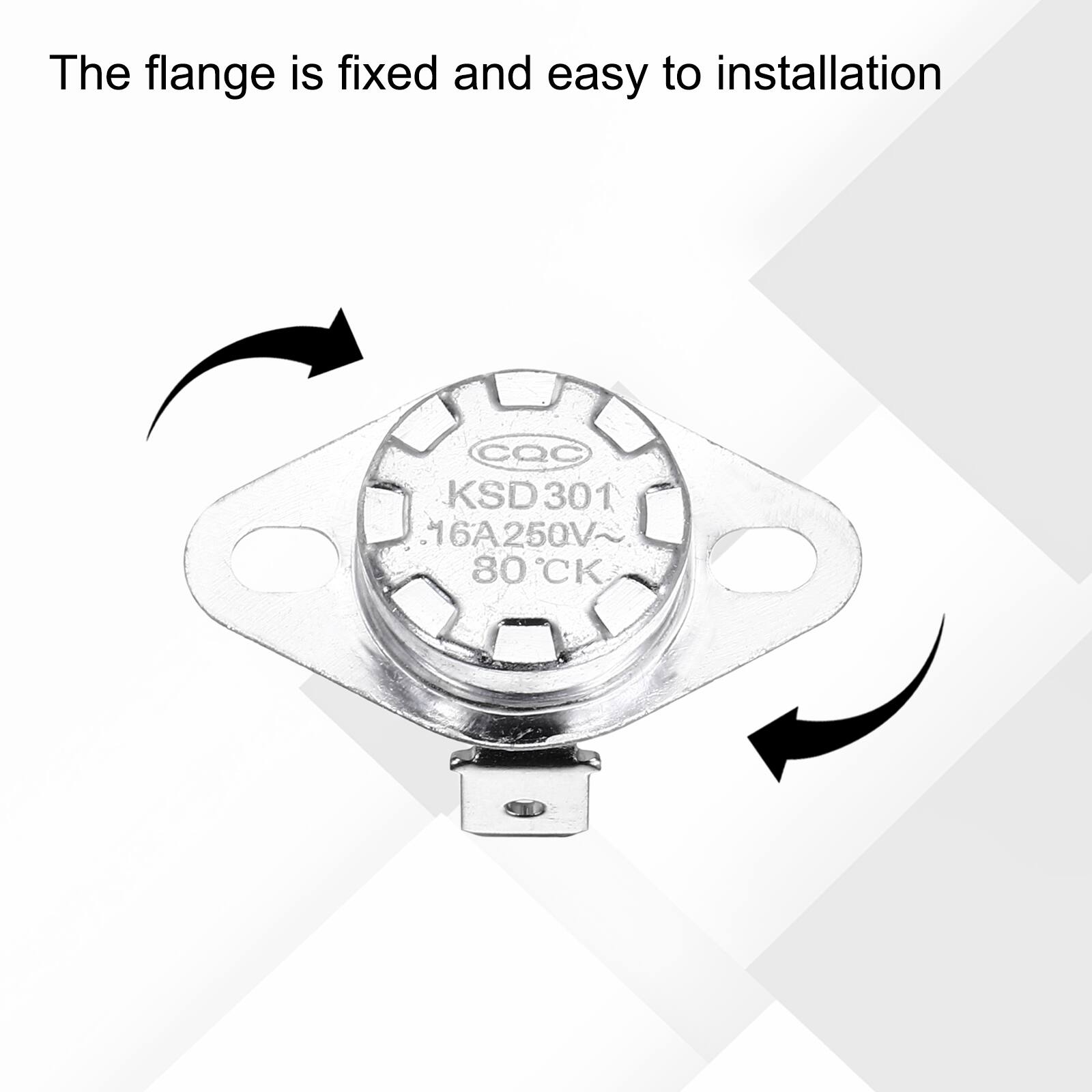 Unique Bargains KSD301 Thermostat 80°C/176°F 16A Normally Open N.O ...
