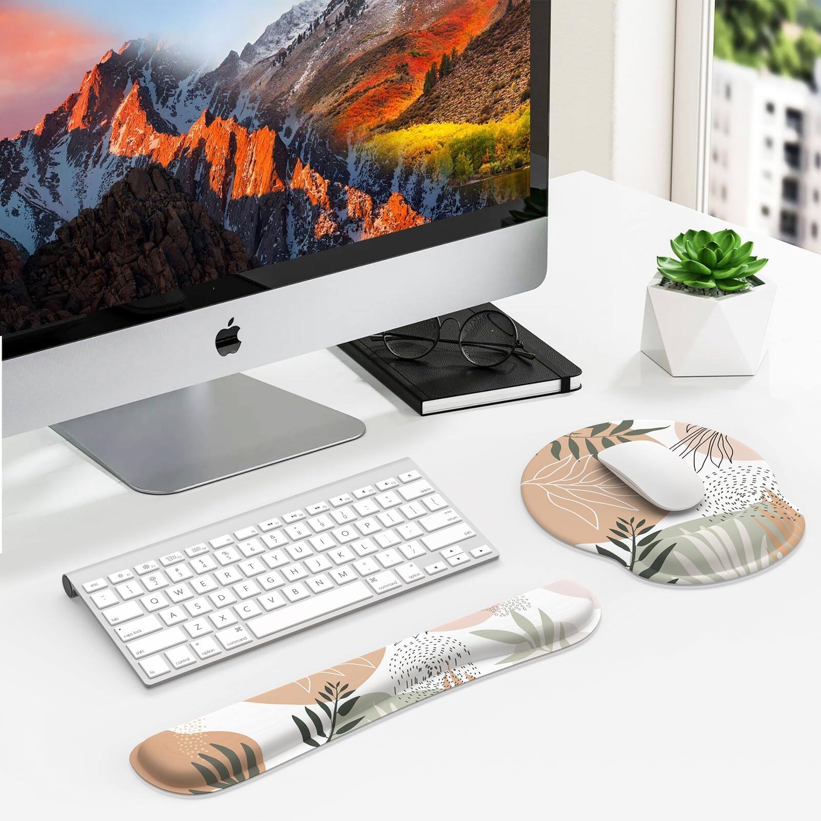 Earthley Blooms Mouse Pad With Wrist Rest Set Coasters Easy Typing ...