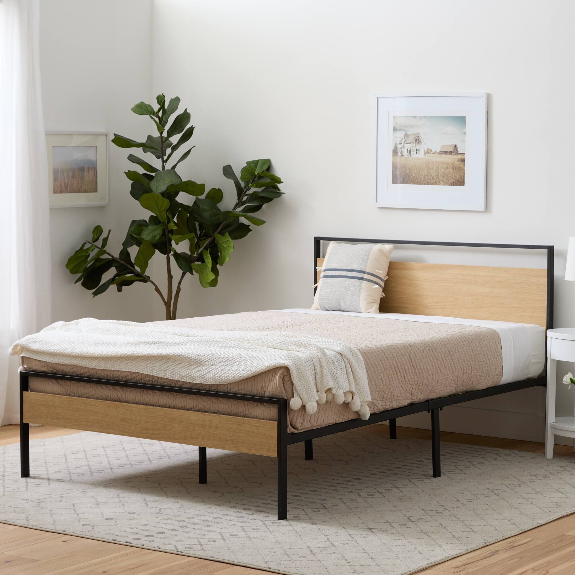 Customer Reviews: Brookside Nora Metal & Wood Platform Full Bed Natural ...
