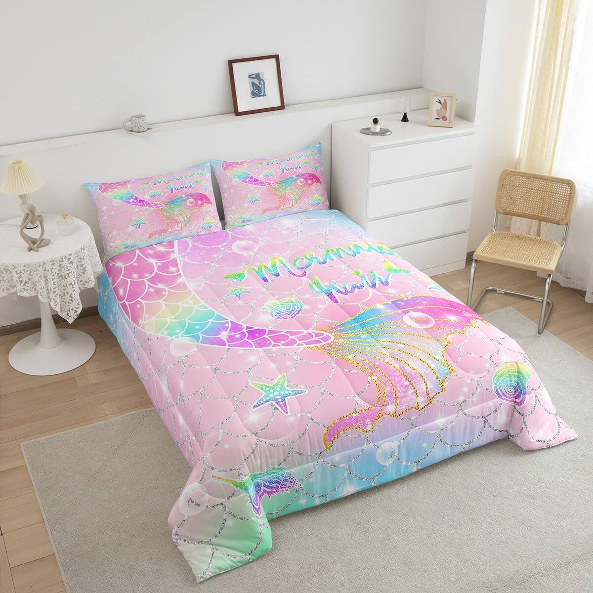 Reds Spade Mermaid Comforter Set Size For Tail Printed Bedding Cute ...